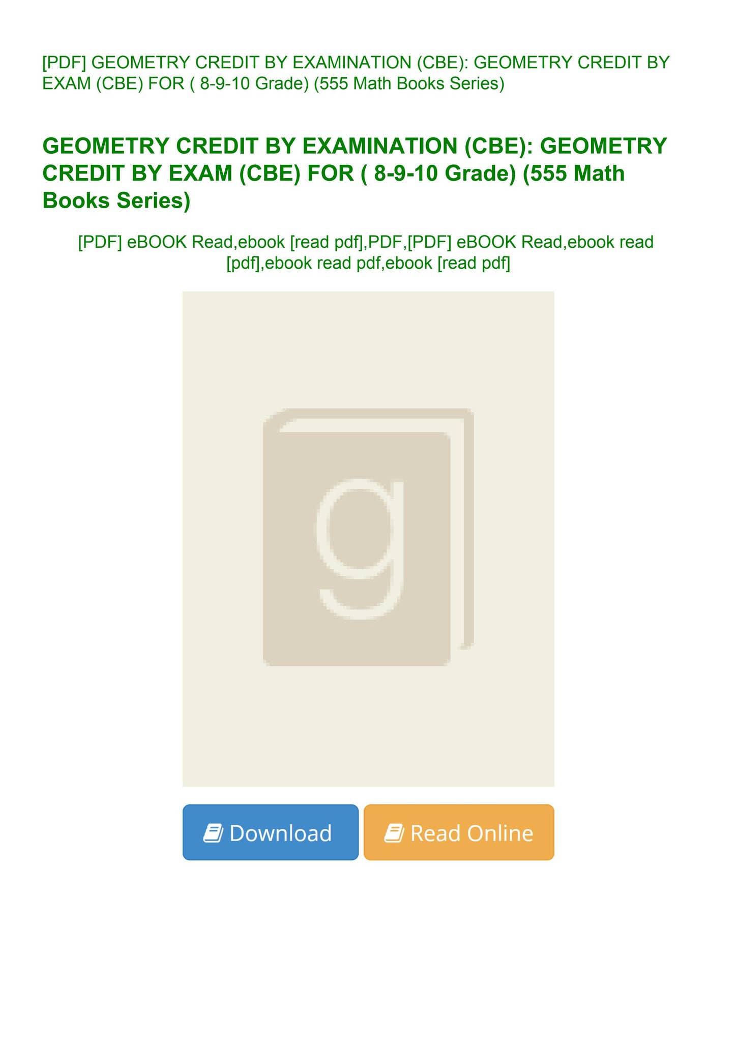 [PDF] GEOMETRY CREDIT BY EXAMINATION (CBE) GEOMETRY CREDIT BY EXAM (CBE ...