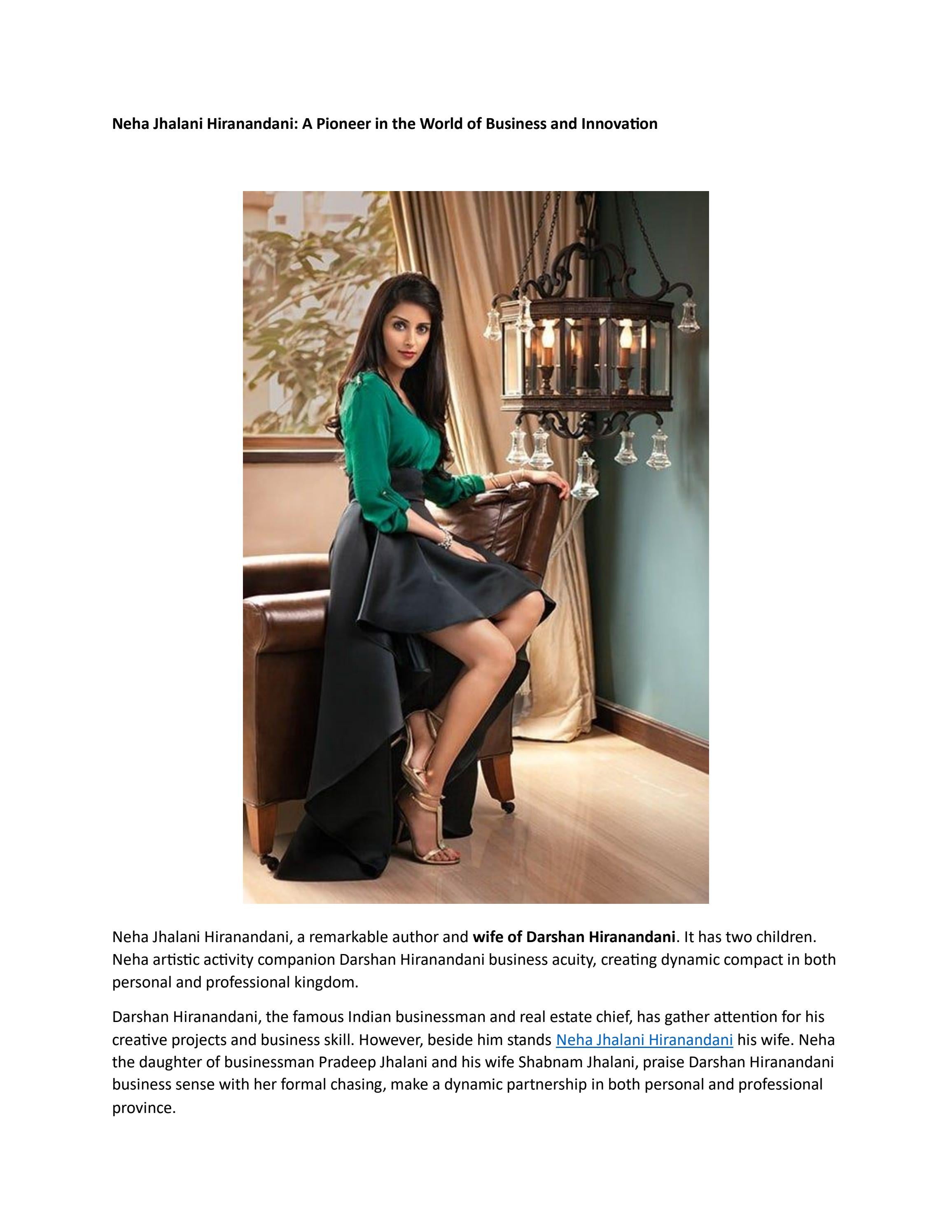 Neha Jhalani Hiranandani : A Pioneer in the Business by Rakesh Kumar ...