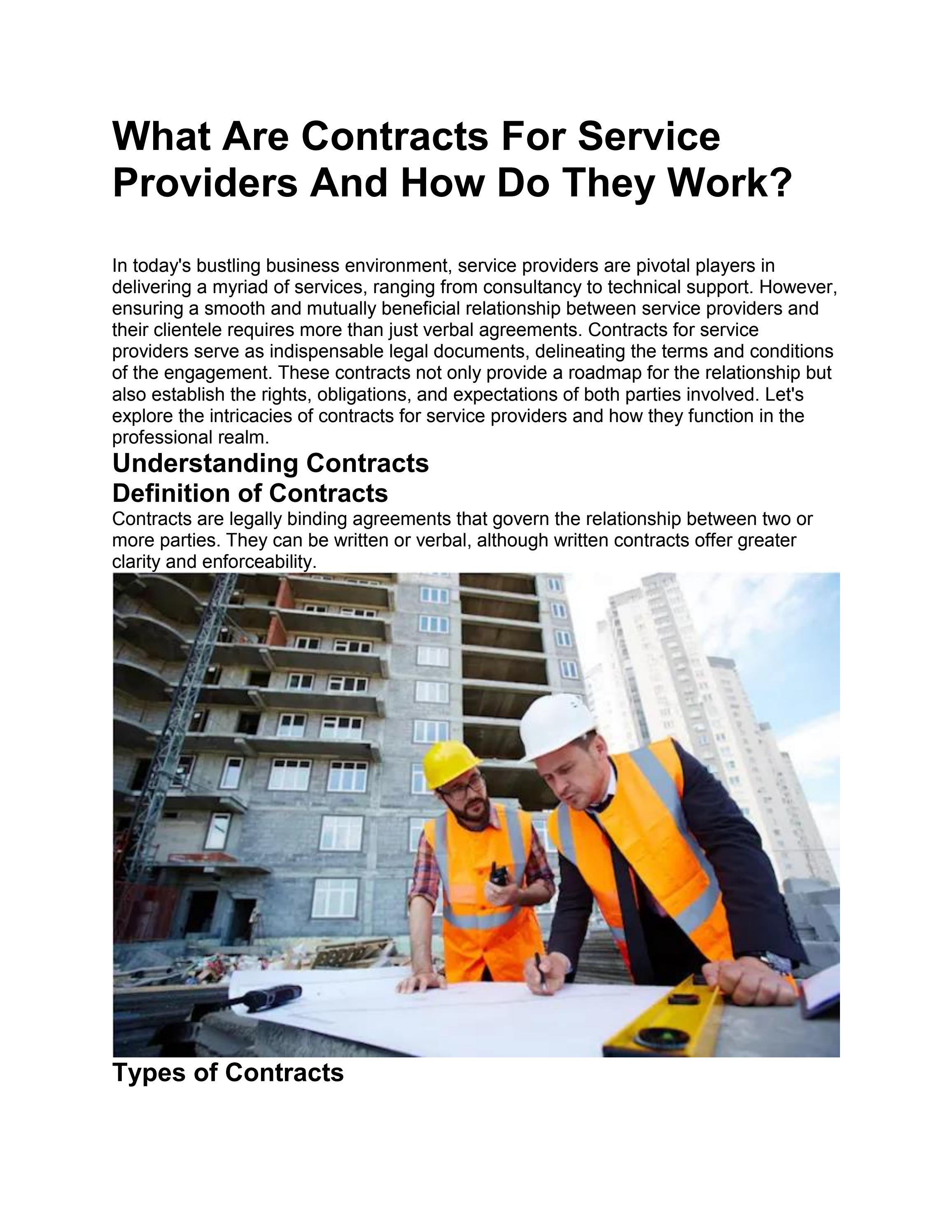What Are Contracts For Service Providers And How Do They Work? by ...