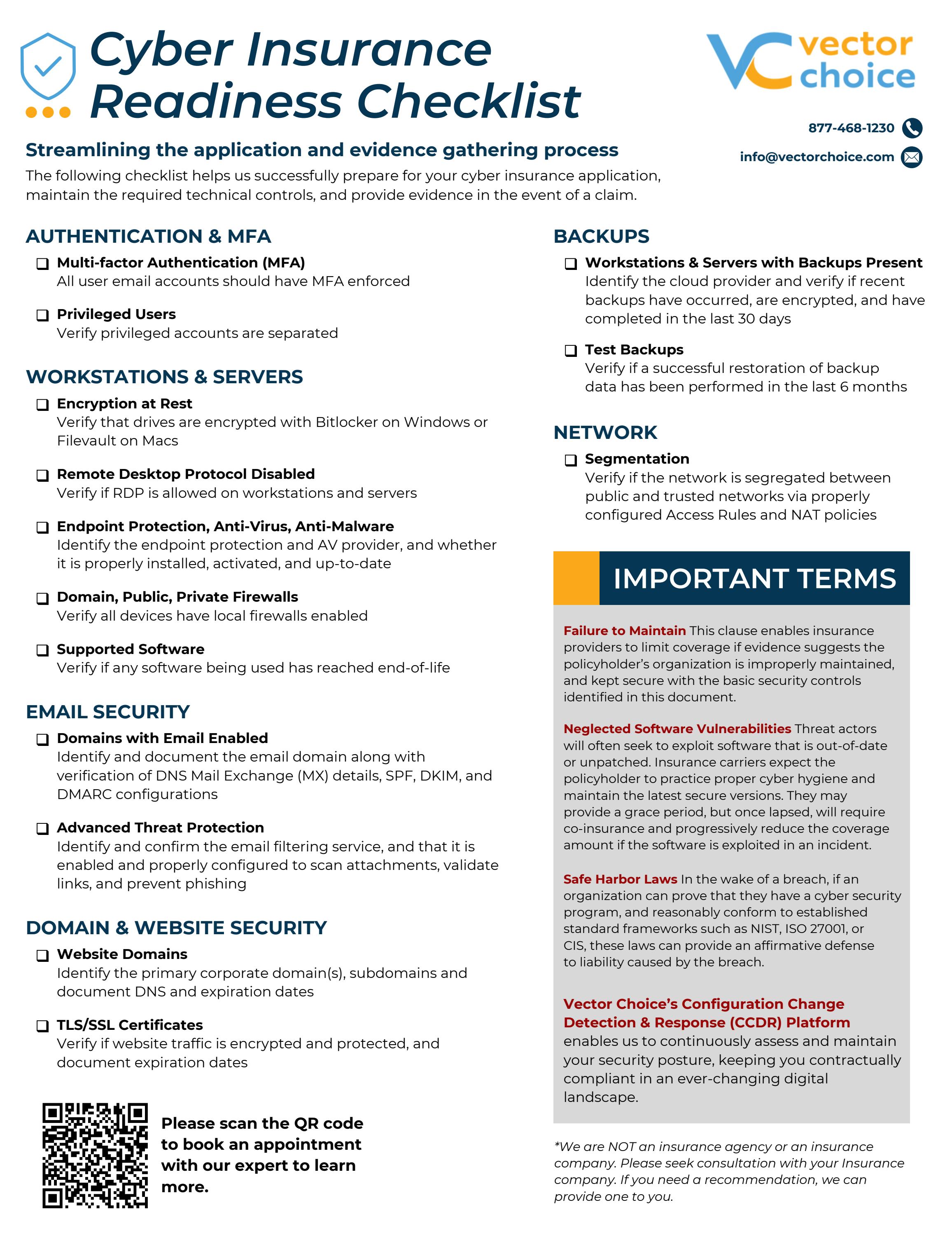 Cyber Insurance Readiness Checklist by Vector Choice Technology ...