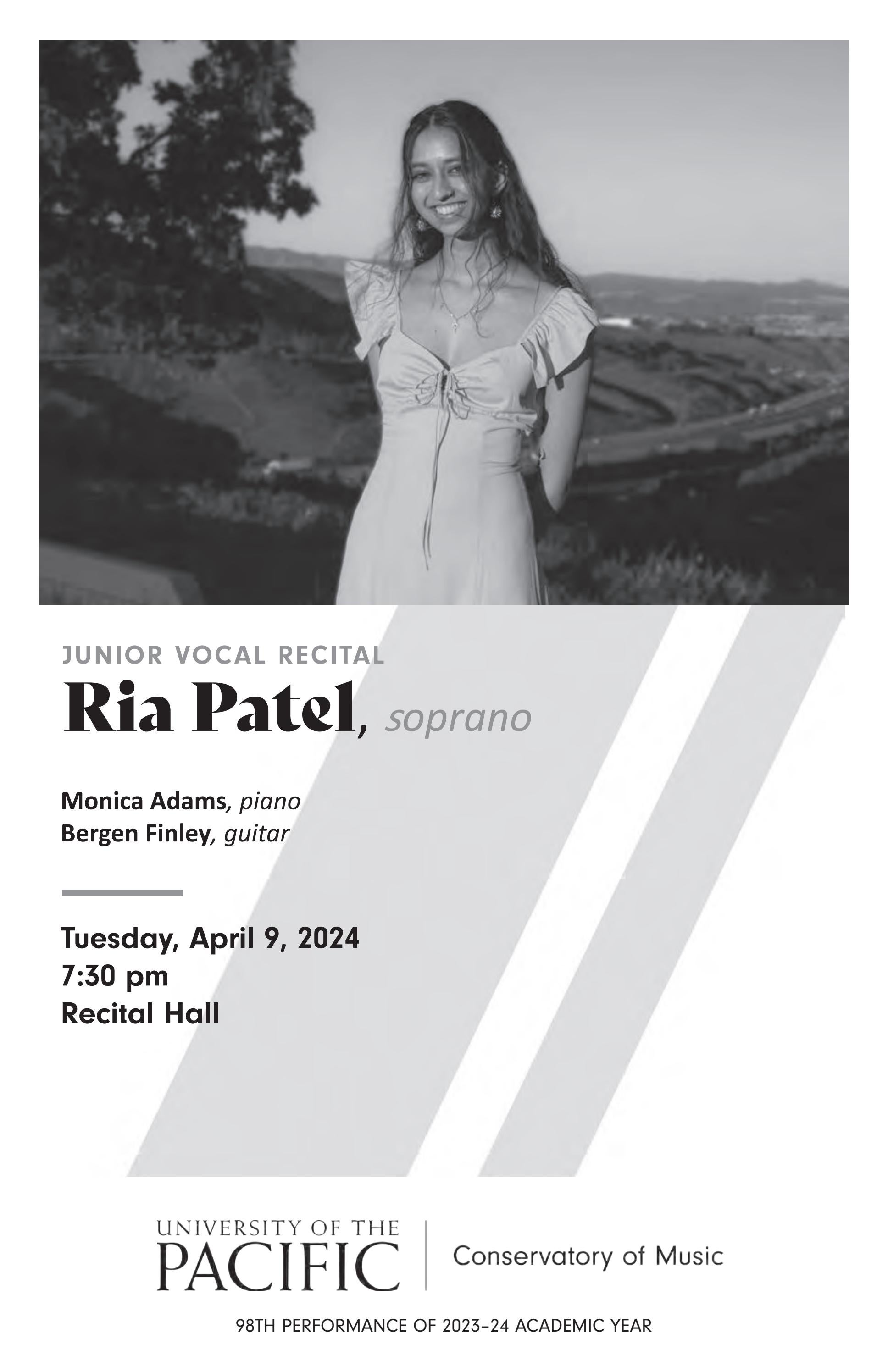 Junior Vocal Recital, Ria Patel 04/09/24 by University of the Pacific Conservatory of Music - Issuu