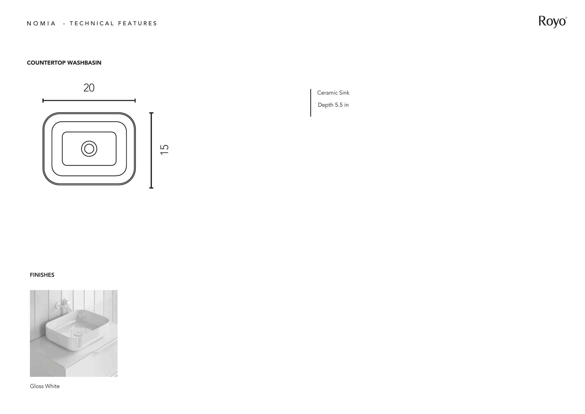 NOMIA SINK Technical Drawing by Royo USA - Issuu