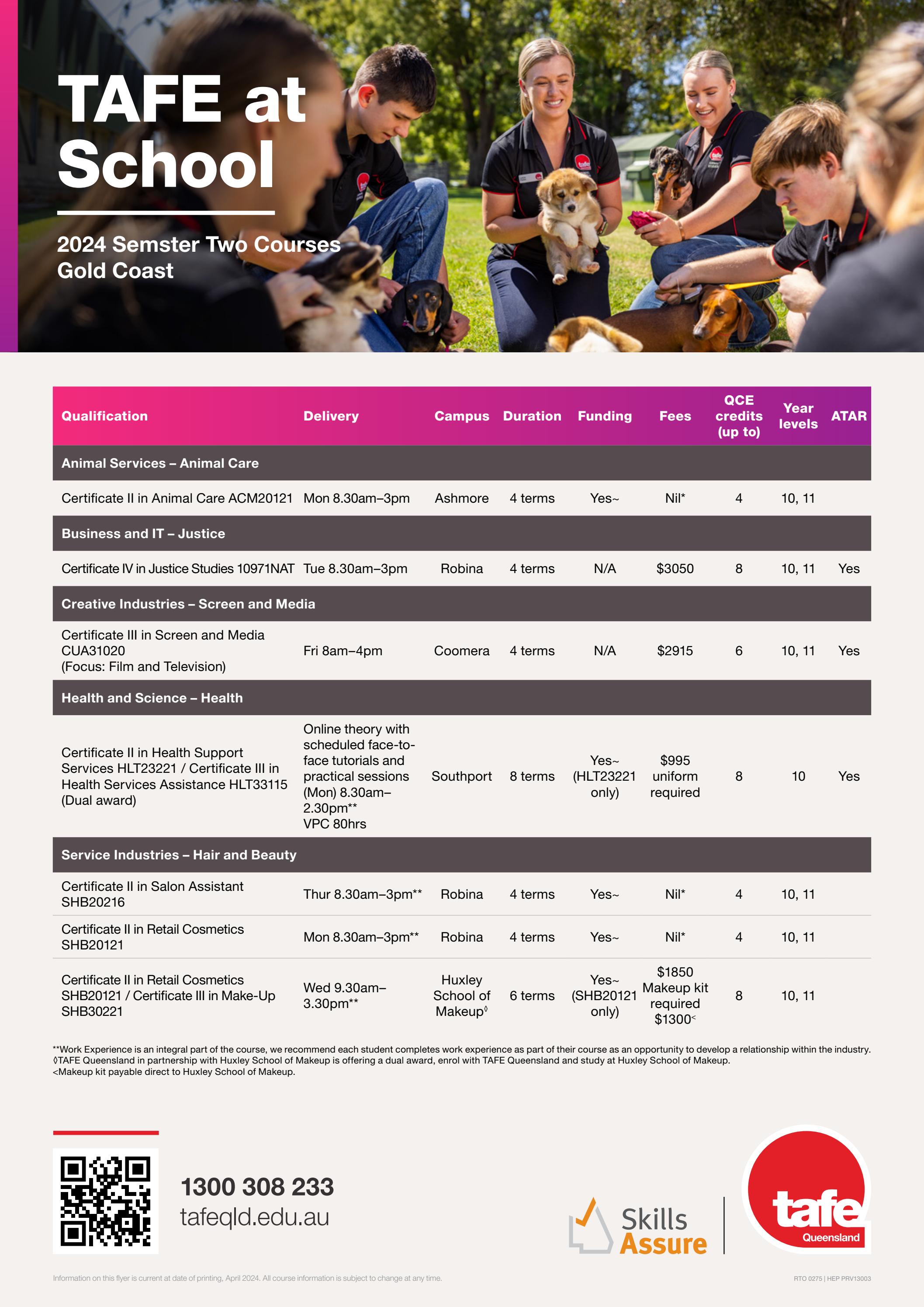 TAFE at School Flyer - 2024 Semester Two by tafeqldgc - Issuu