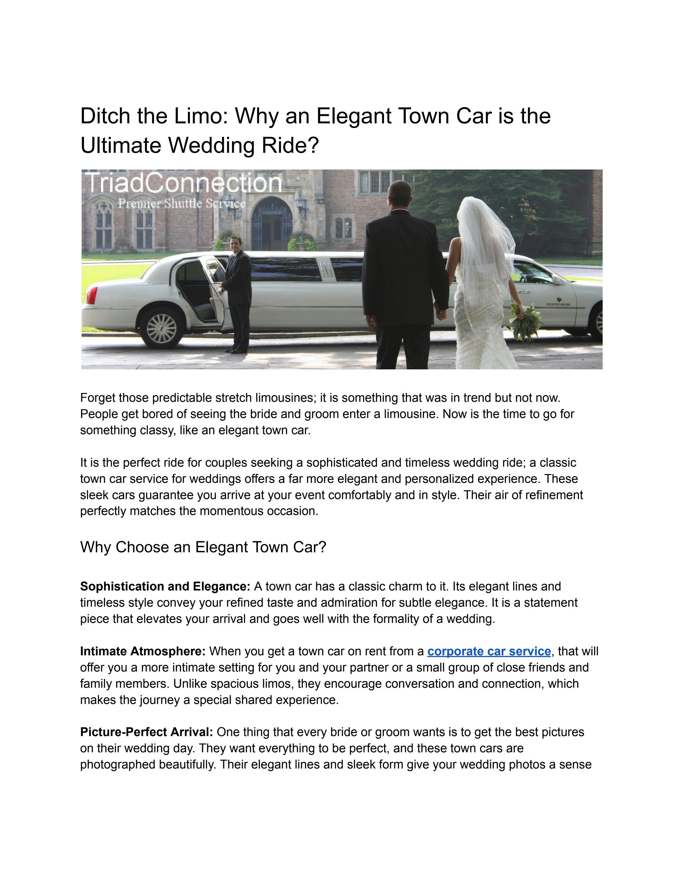 Upgrade Your Wedding Experience with a Classic Town Car by Triad ...