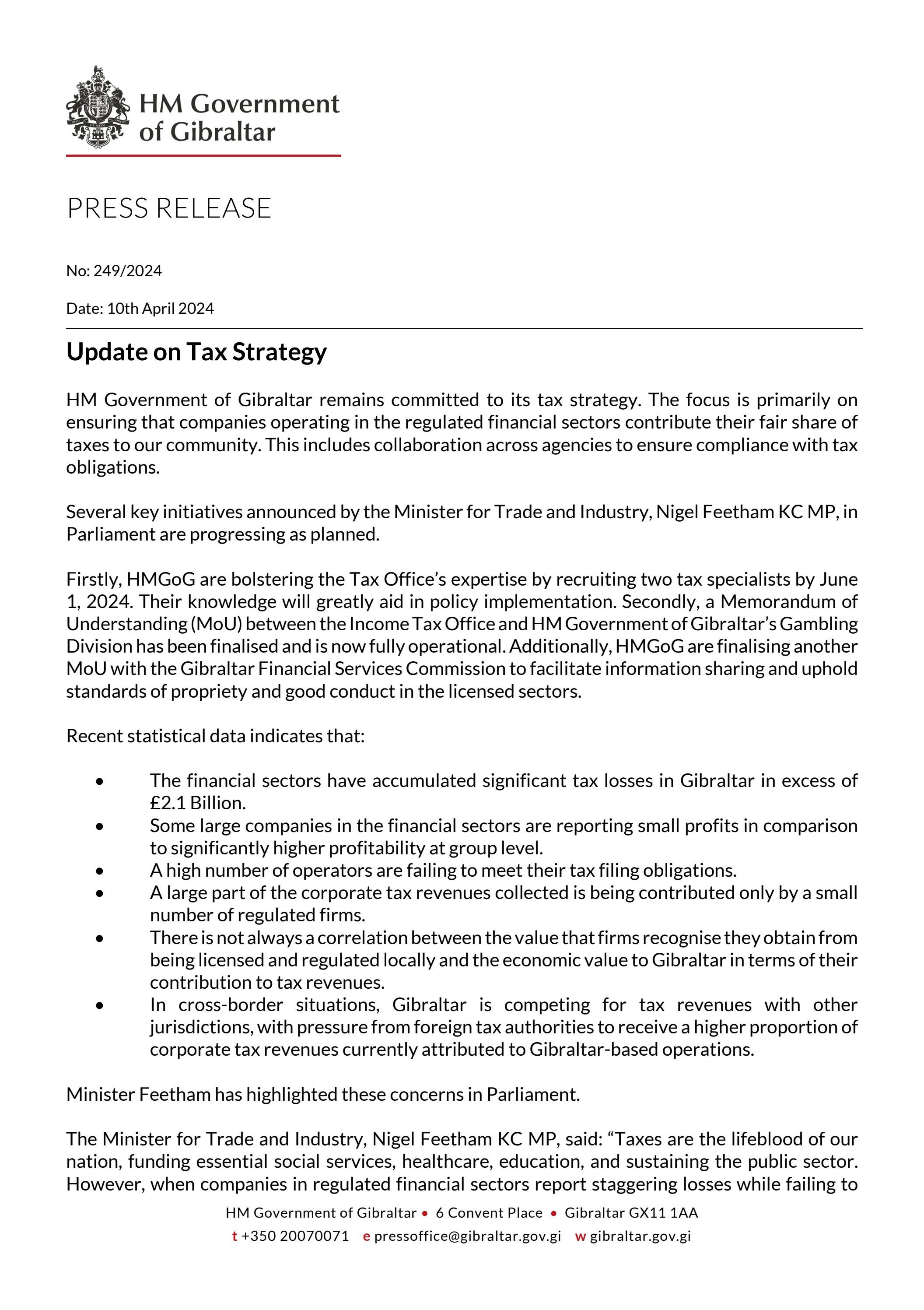 Update on Tax Strategy by Gibraltar Finance - Issuu