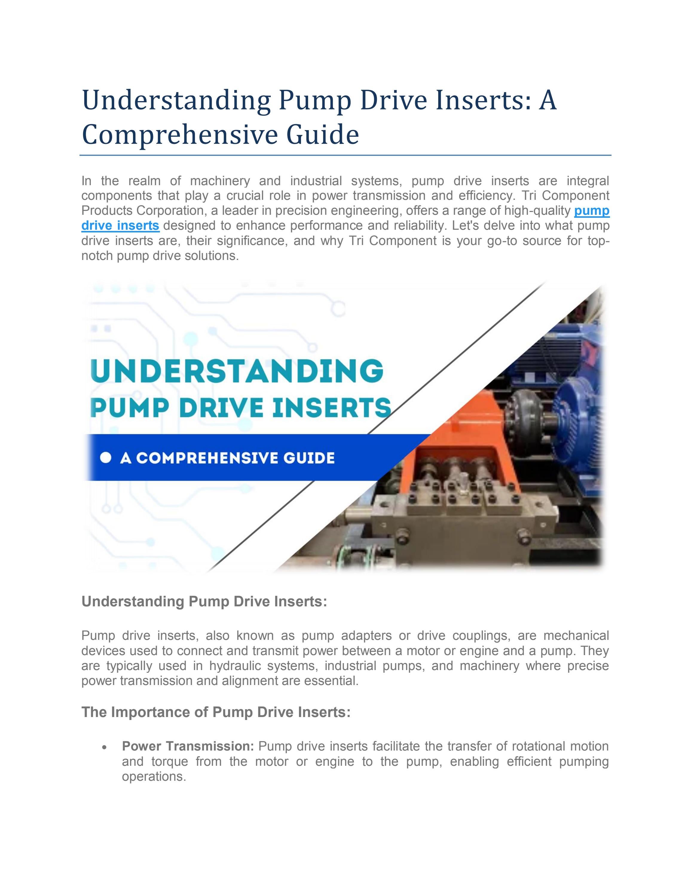 Understanding Pump Drive Inserts: A Comprehensive Guide by ...