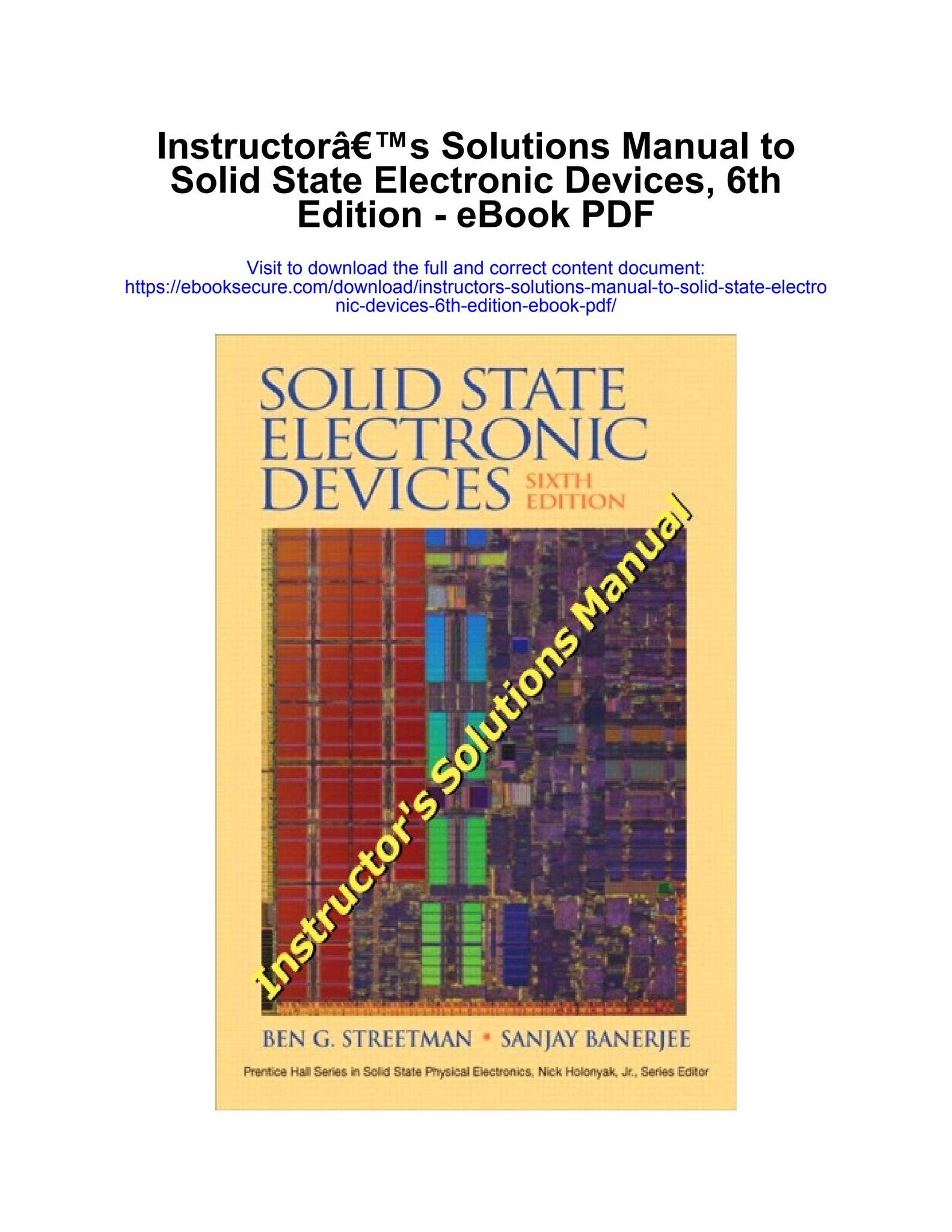 Instructors solutions manual to solid state electronic devices 6th ...
