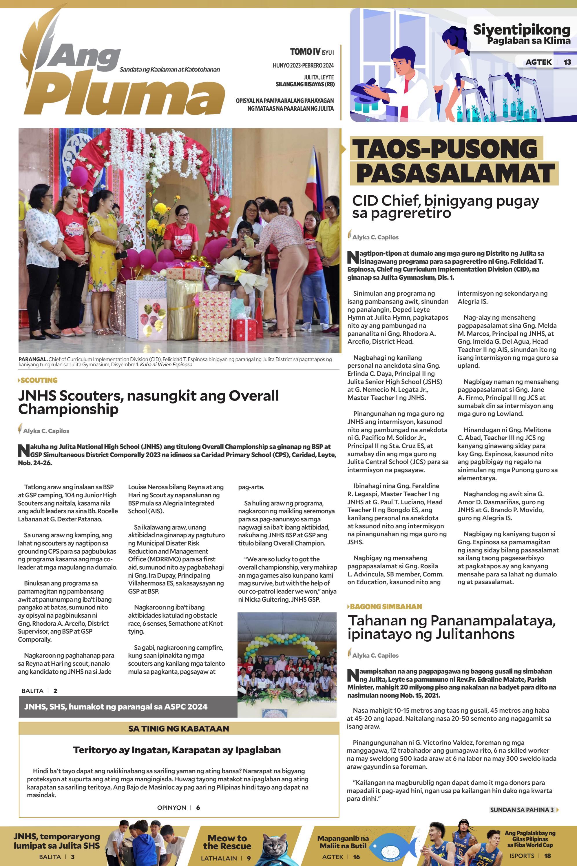 Ang Pluma - Tomo IV Bilang I by Vivien Espinosa - Issuu