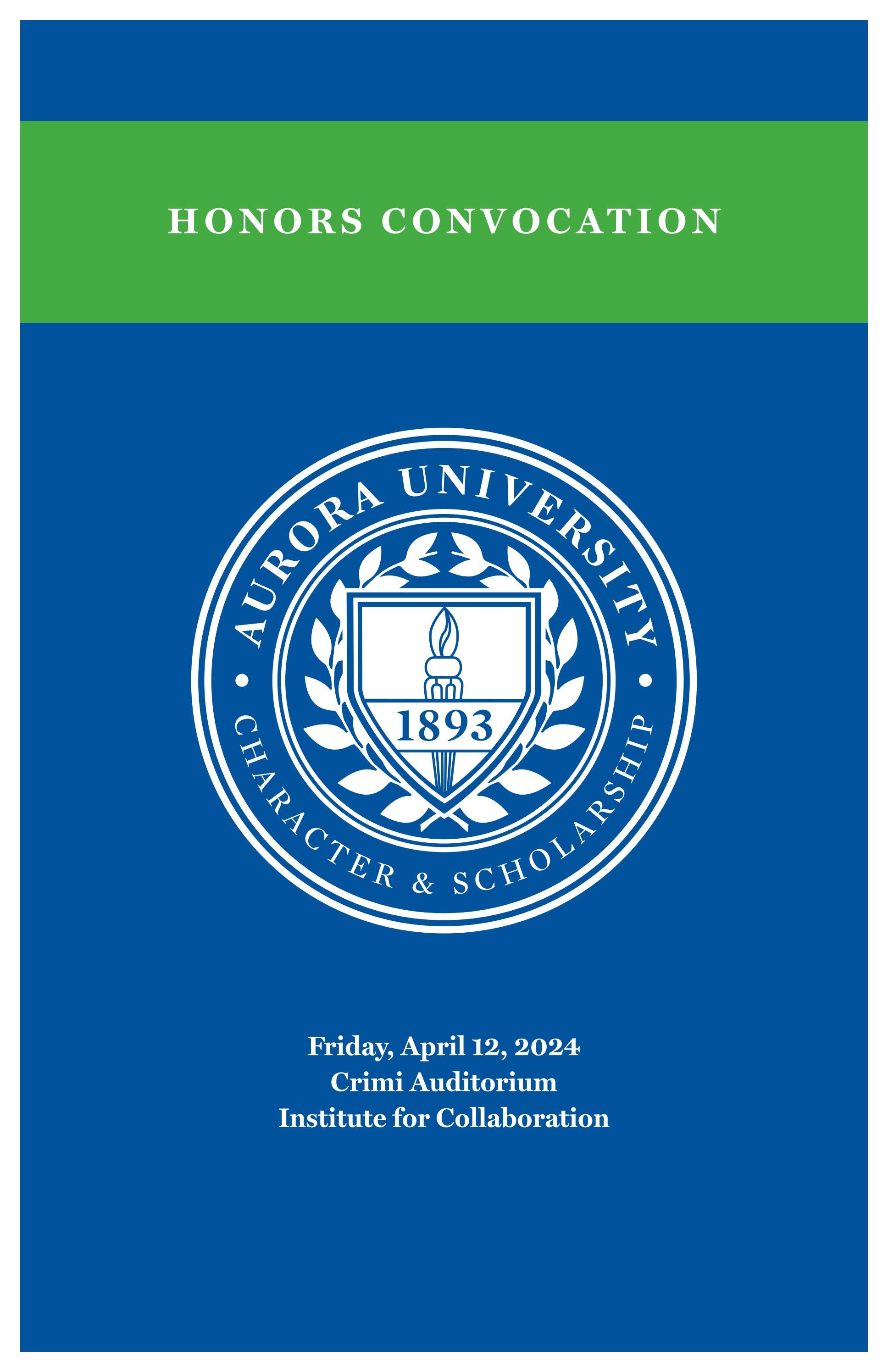 Honors Convocation Spring 2024 by Aurora University - Issuu