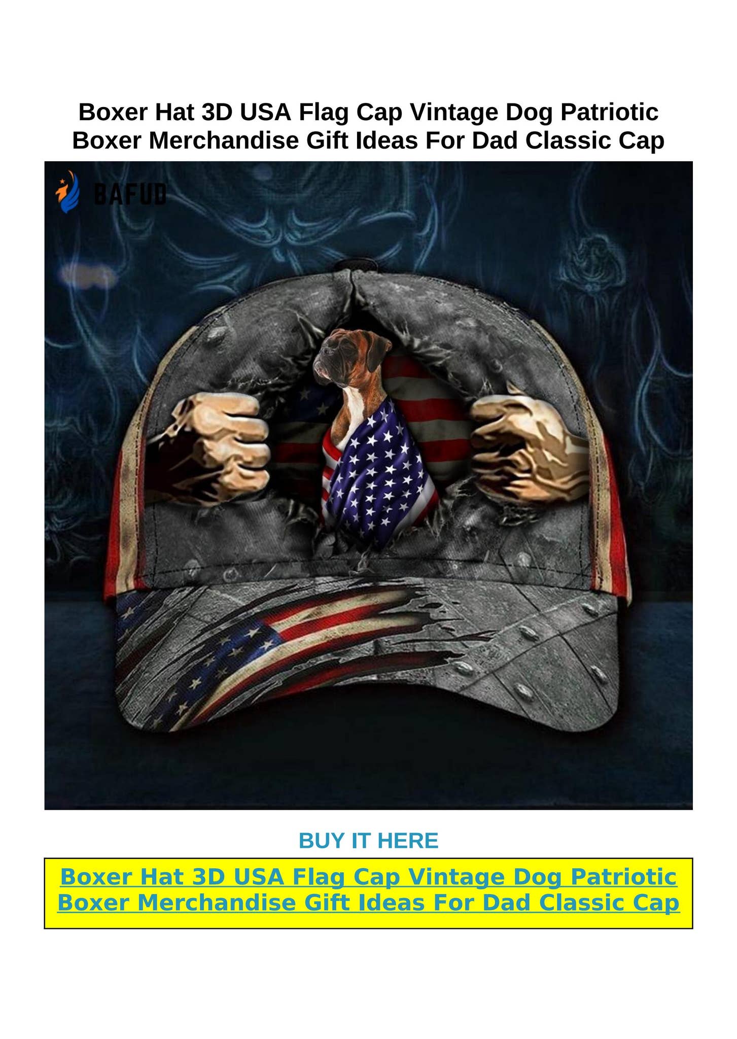 Boxer Hat 3D USA Flag Cap Vintage Dog Patriotic Boxer Merchandise Gift ...