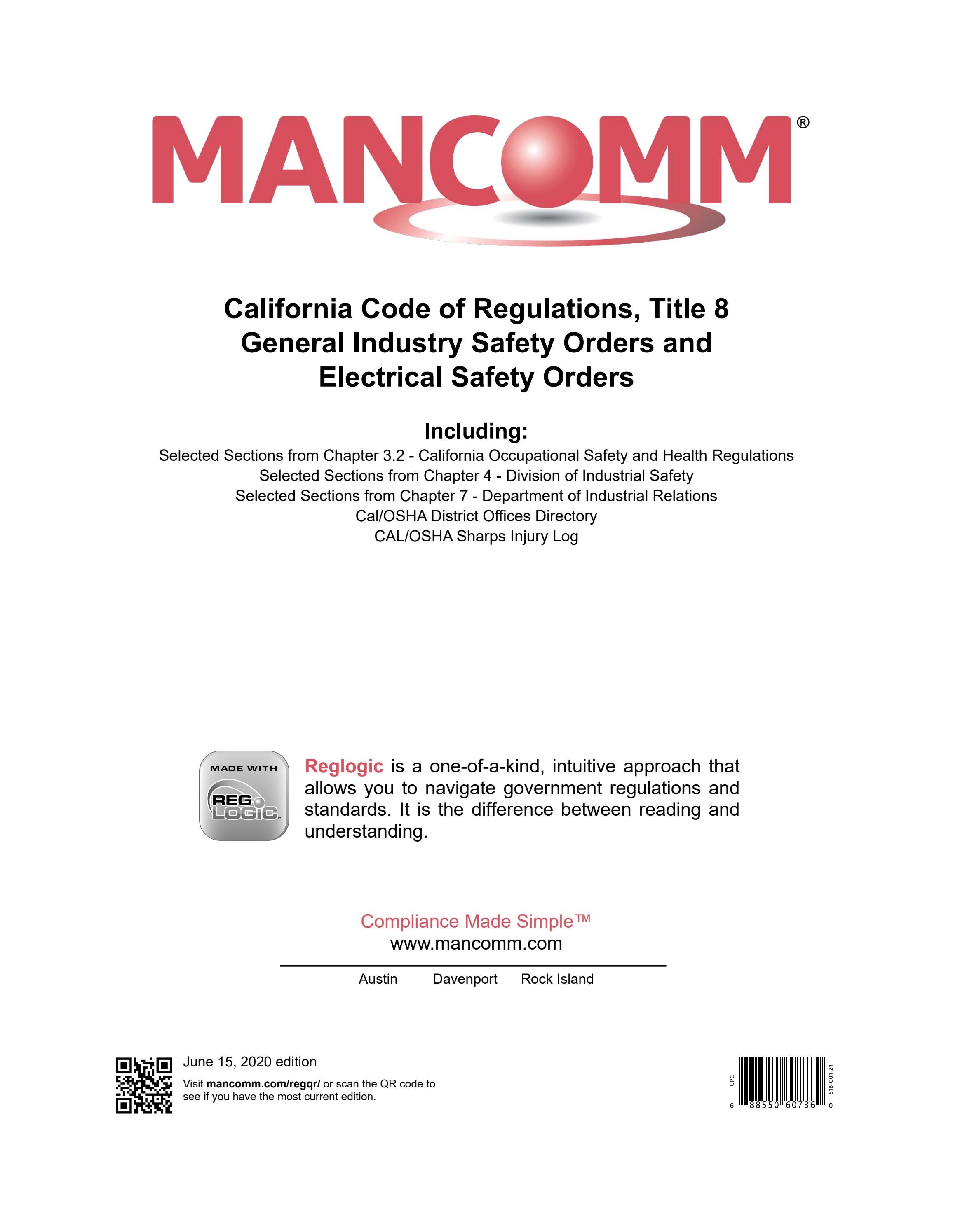 California Code of Regulations, Title 8 General Industry Safety Orders ...