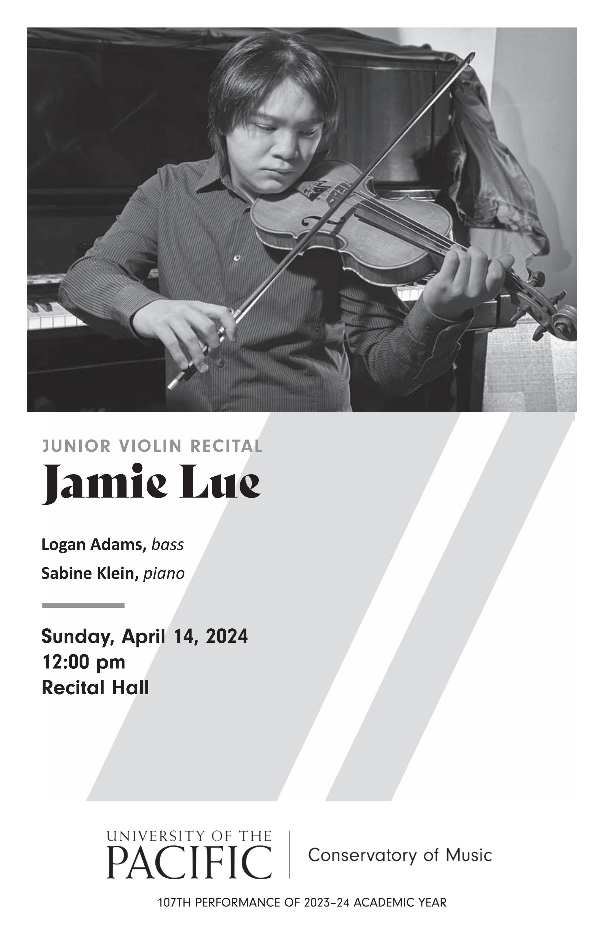Junior Violin Recital, Jamie Lue 04/14/24 by University of the Pacific ...