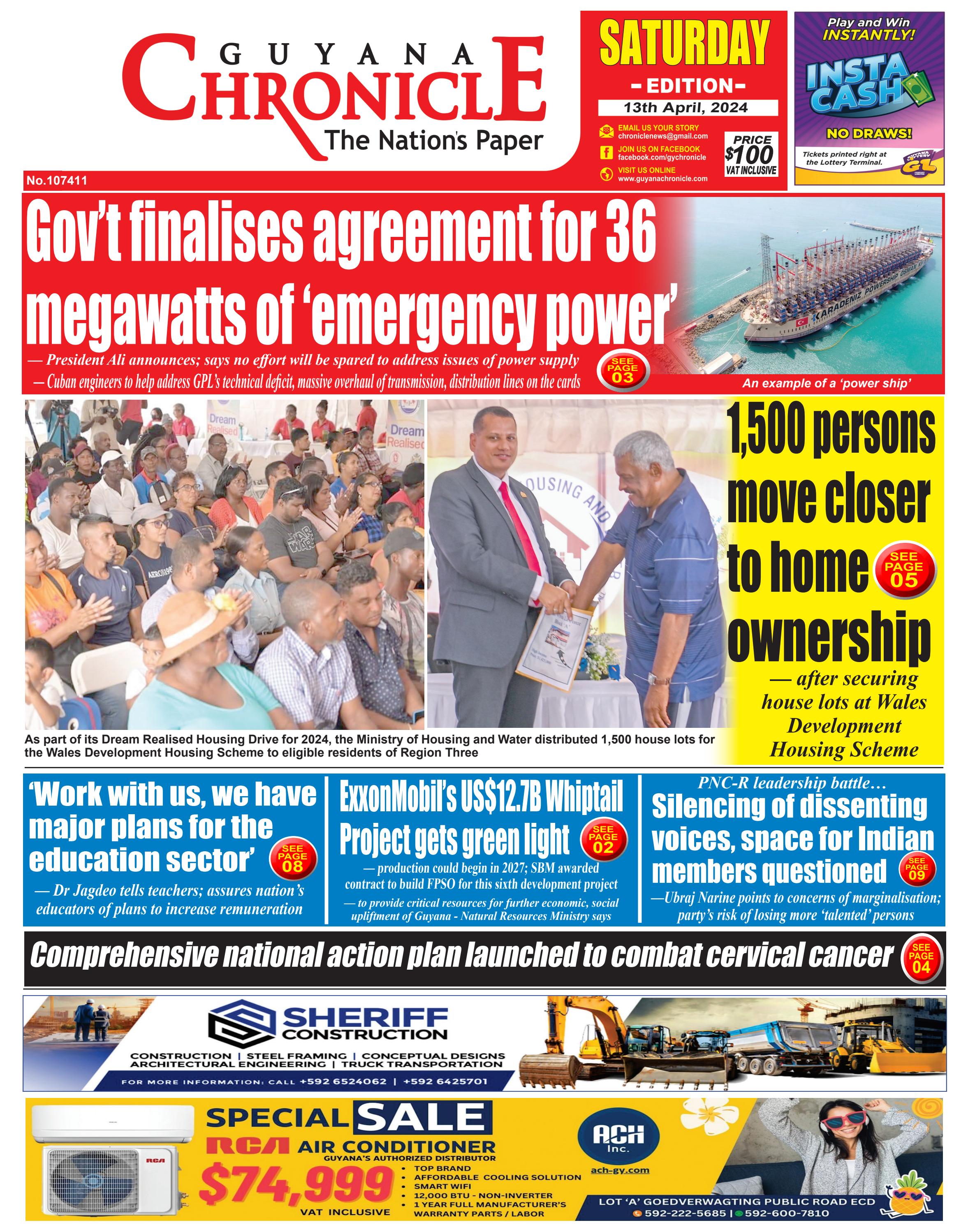 Guyana Chronicle E-Paper 13-04-2024 by Guyana Chronicle - Issuu