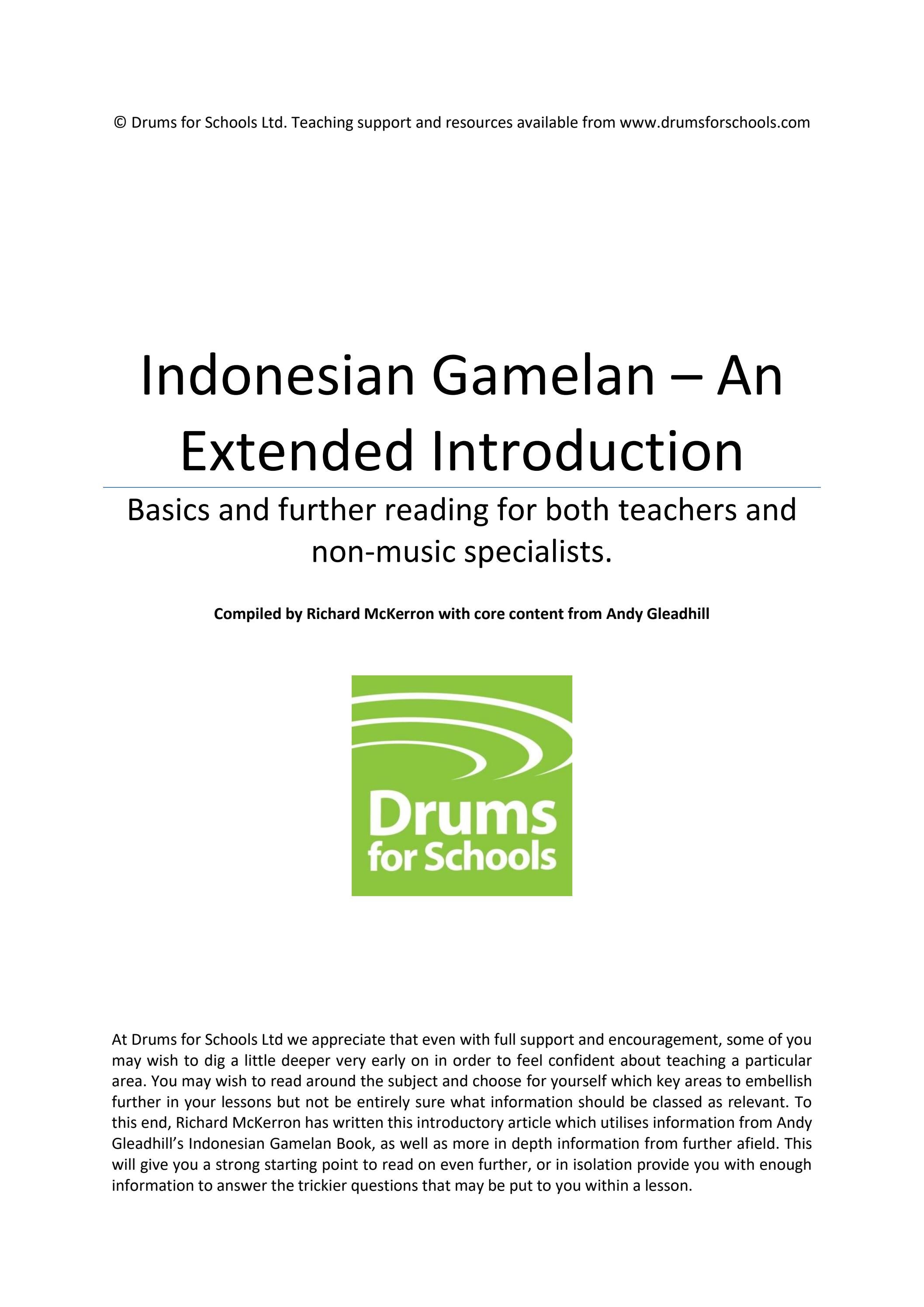 Indonesian Gamelan – An Extended Introduction by Drums for Schools - Issuu