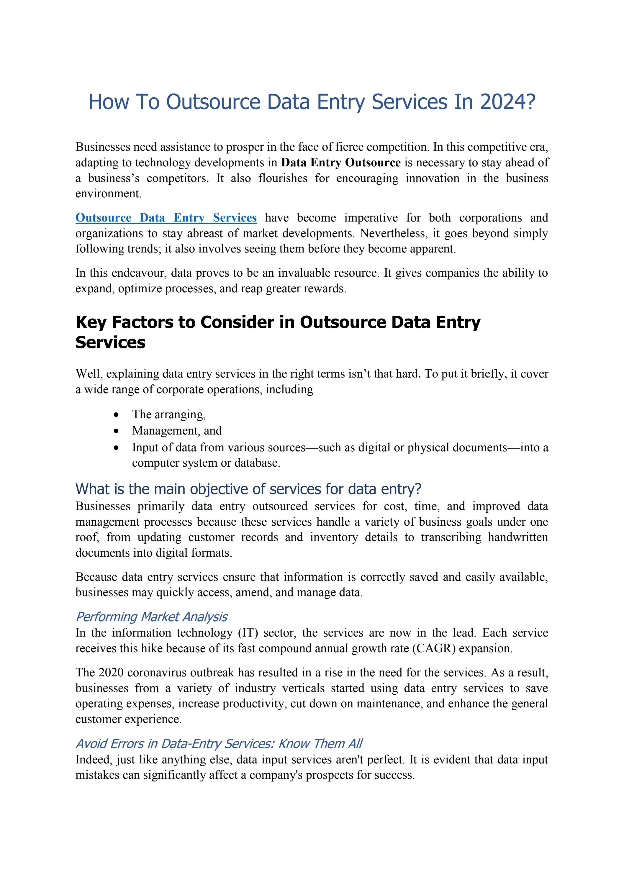 How to Outsource Data Entry Services in 2024 by dataxpertz - Issuu