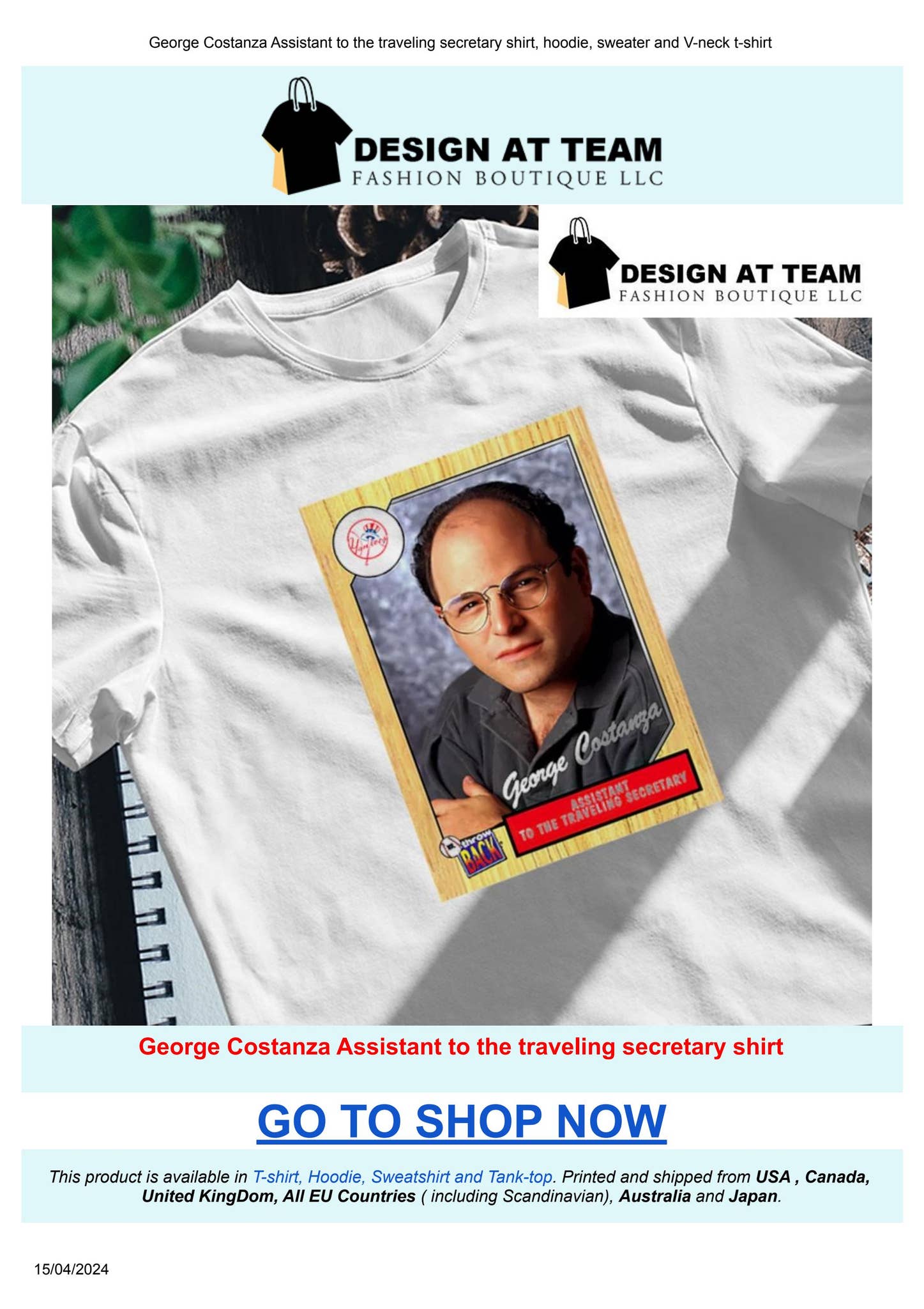 George Costanza Assistant to the traveling secretary shirt by Design AT ...