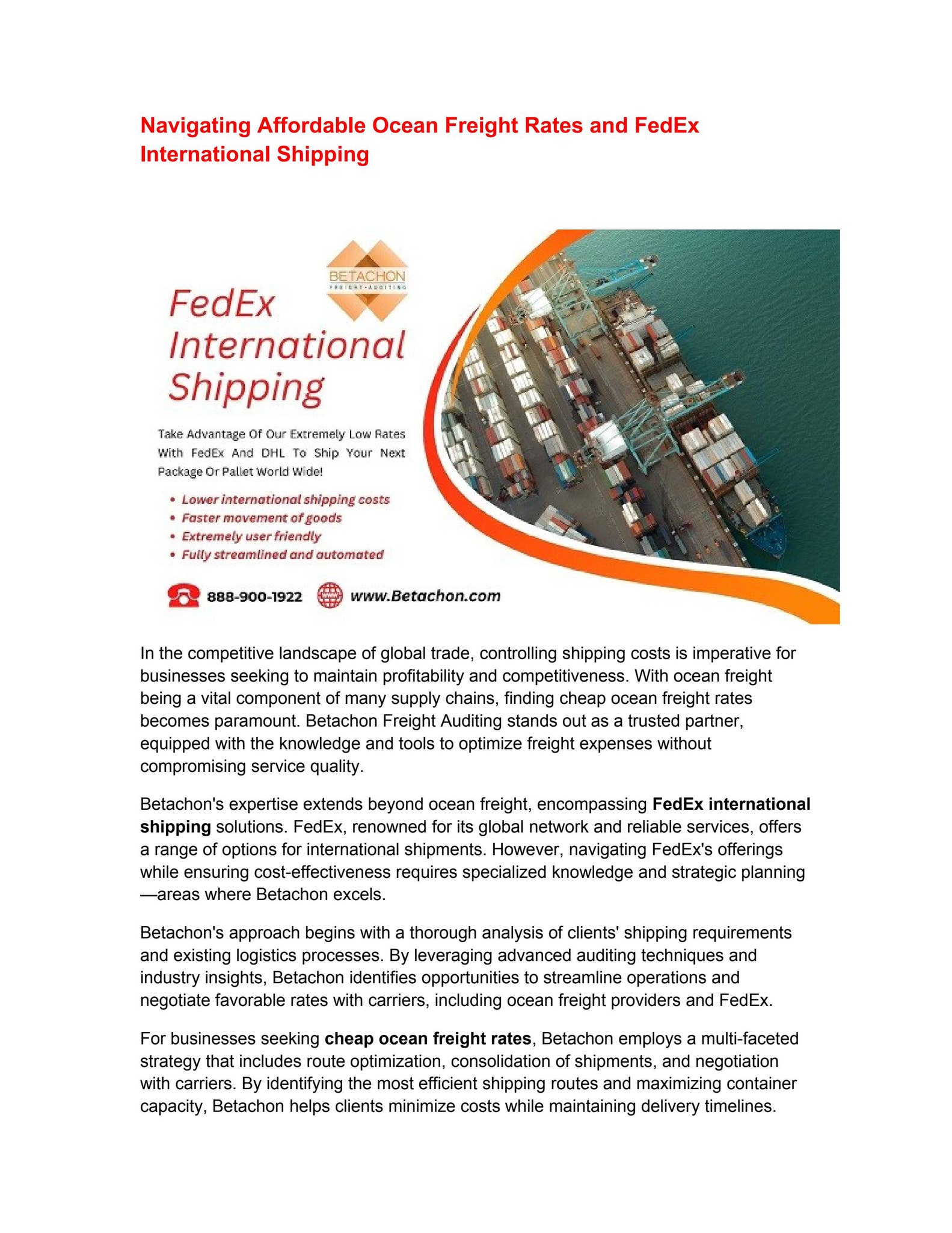 Navigating Affordable Ocean Freight Rates and FedEx International ...