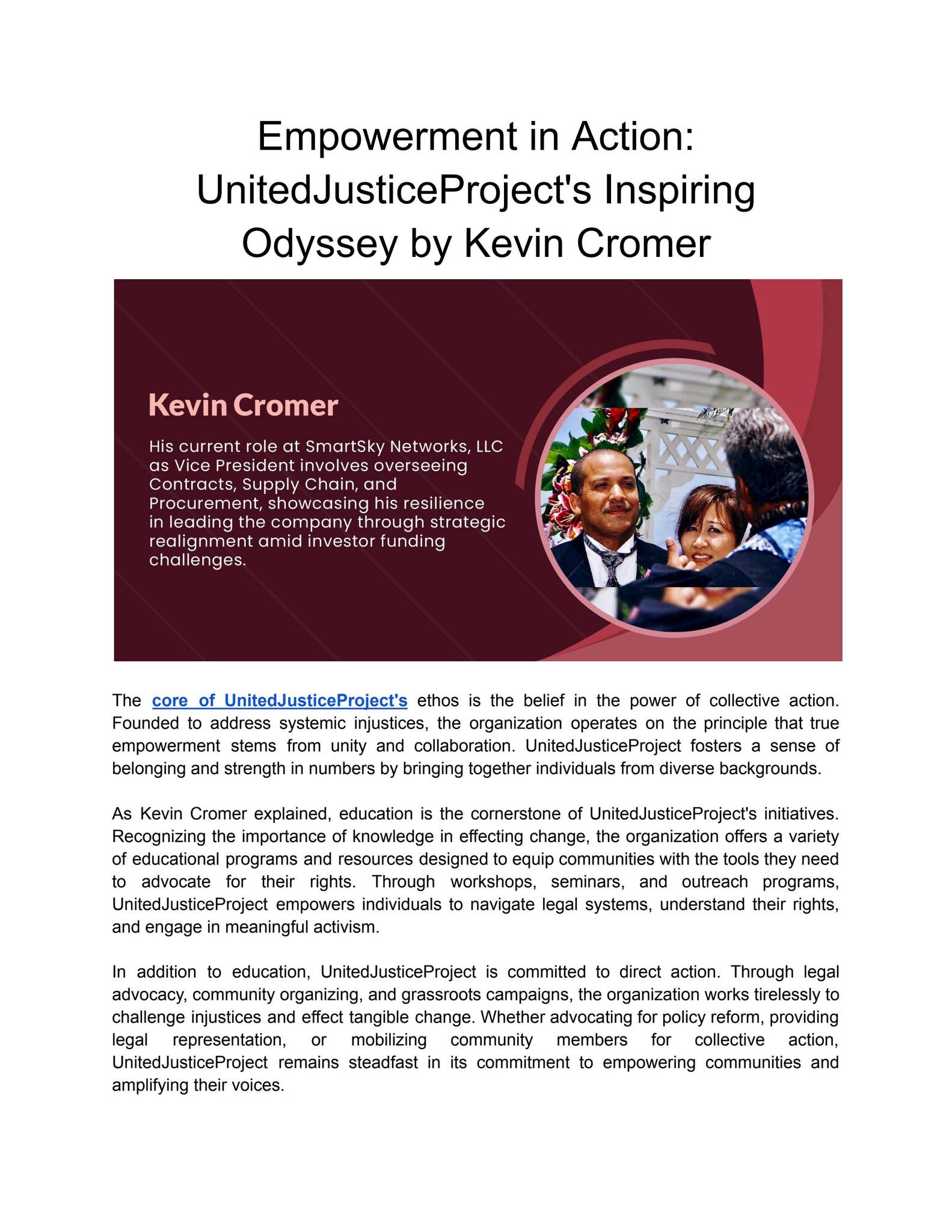 Empowerment in Action: UnitedJusticeProject's Inspiring Odyssey by ...