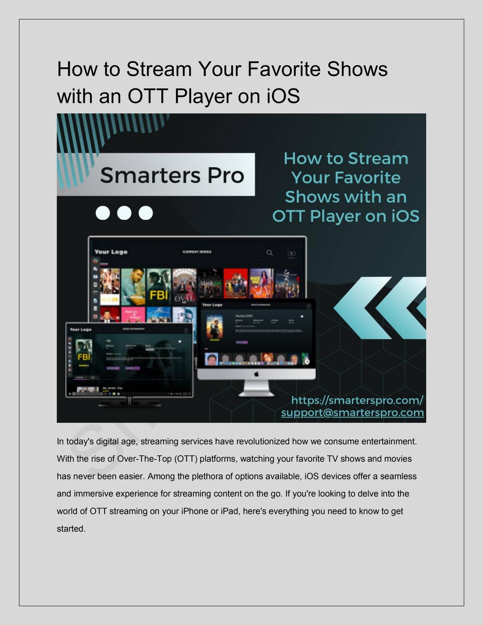 How to Stream Your Favorite Shows with an OTT Player on iOS by Smarters ...
