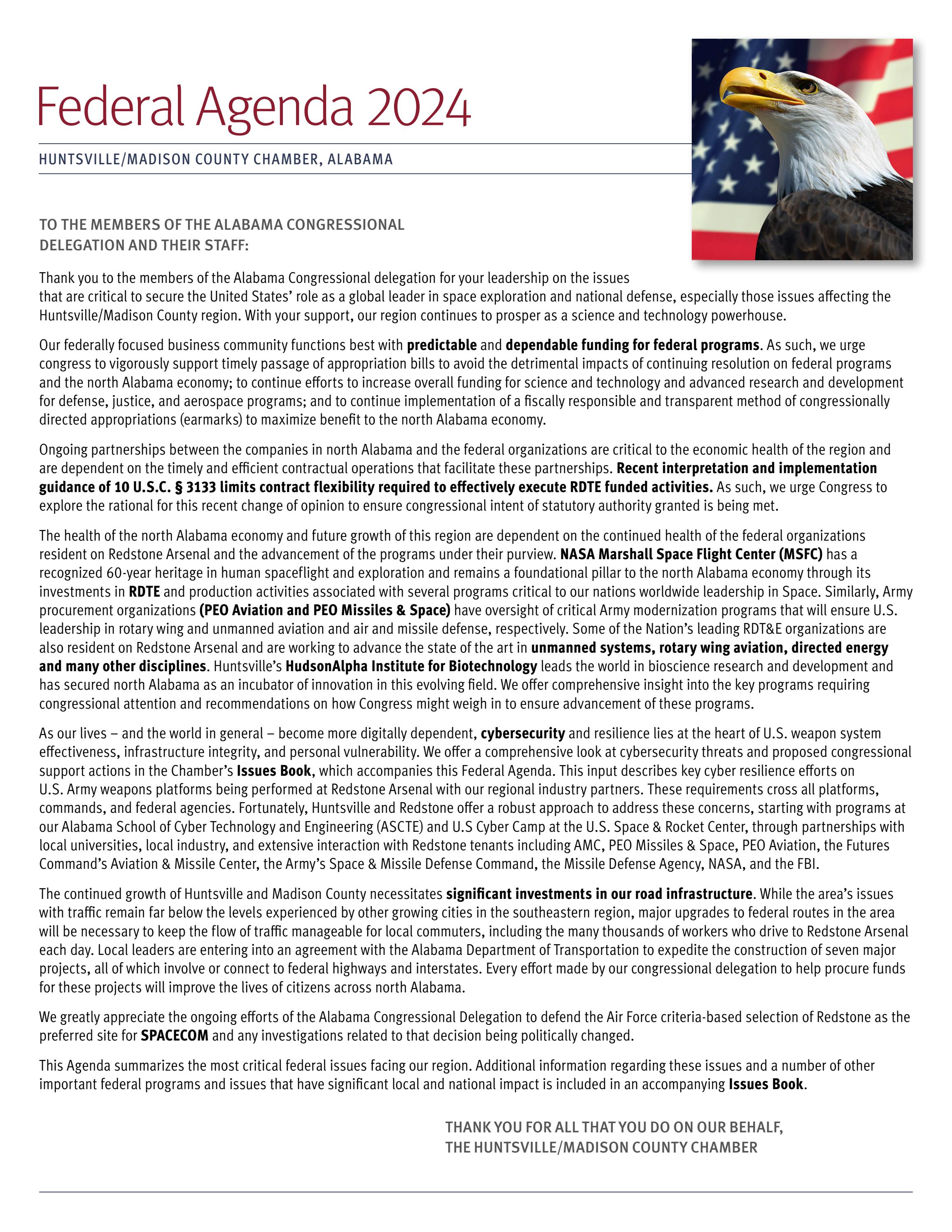 2024 Federal Agenda by Huntsville/Madison County Chamber - Issuu
