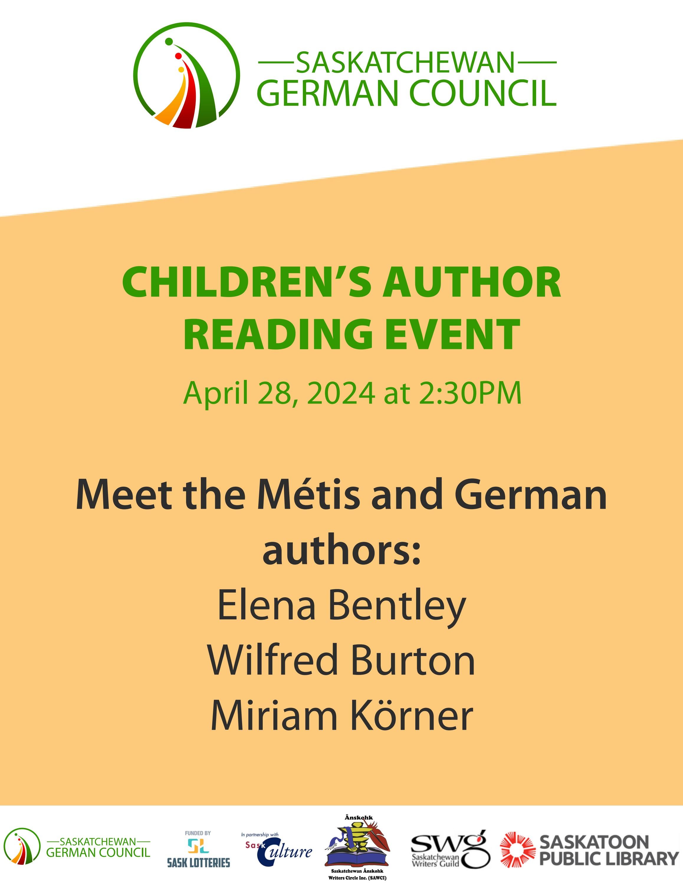Meet the Authors, Children's Author Reading Event by SaskGermanCouncil ...