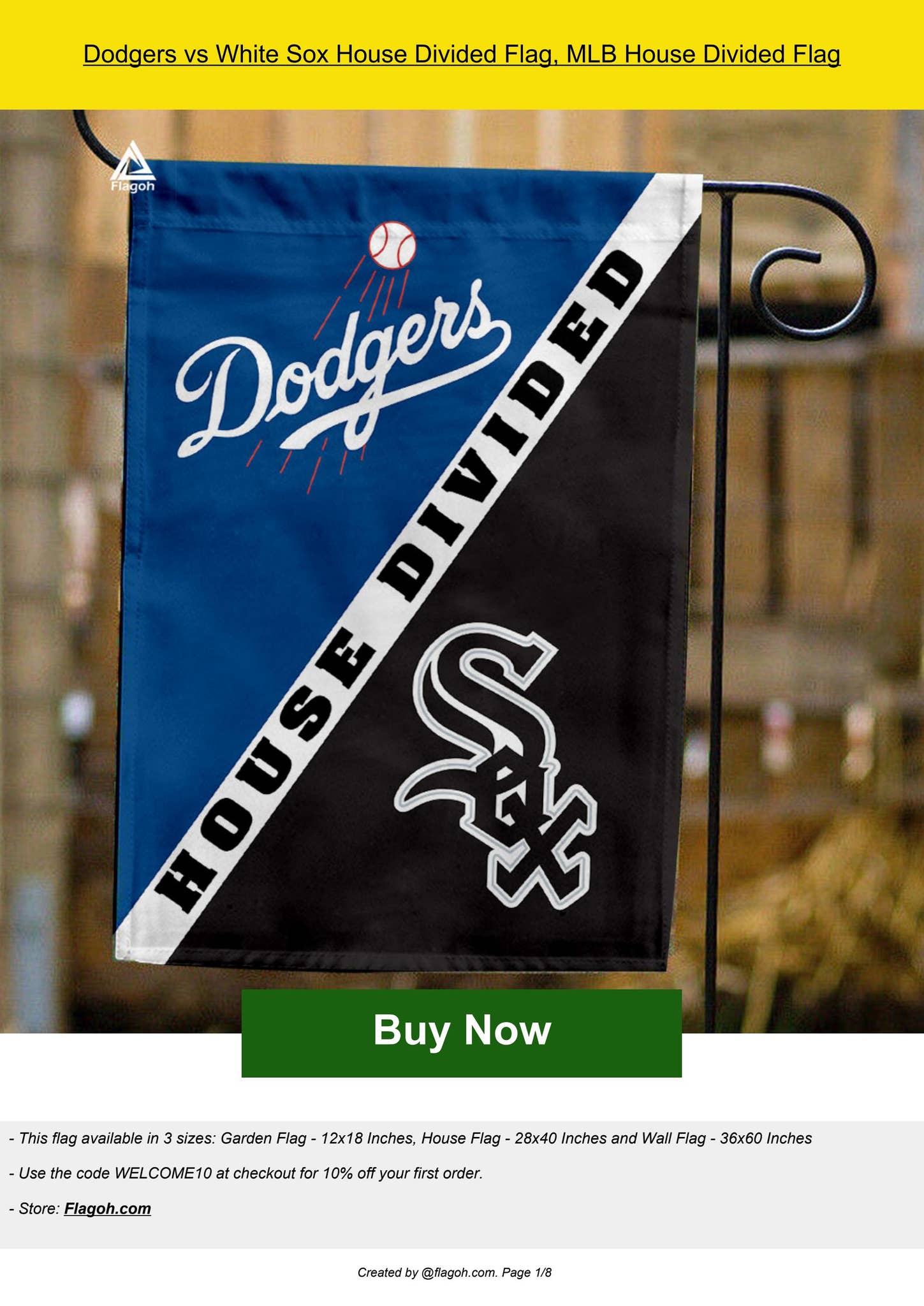 Dodgers vs White Sox House Divided Flag, MLB House Divided Flag by ...