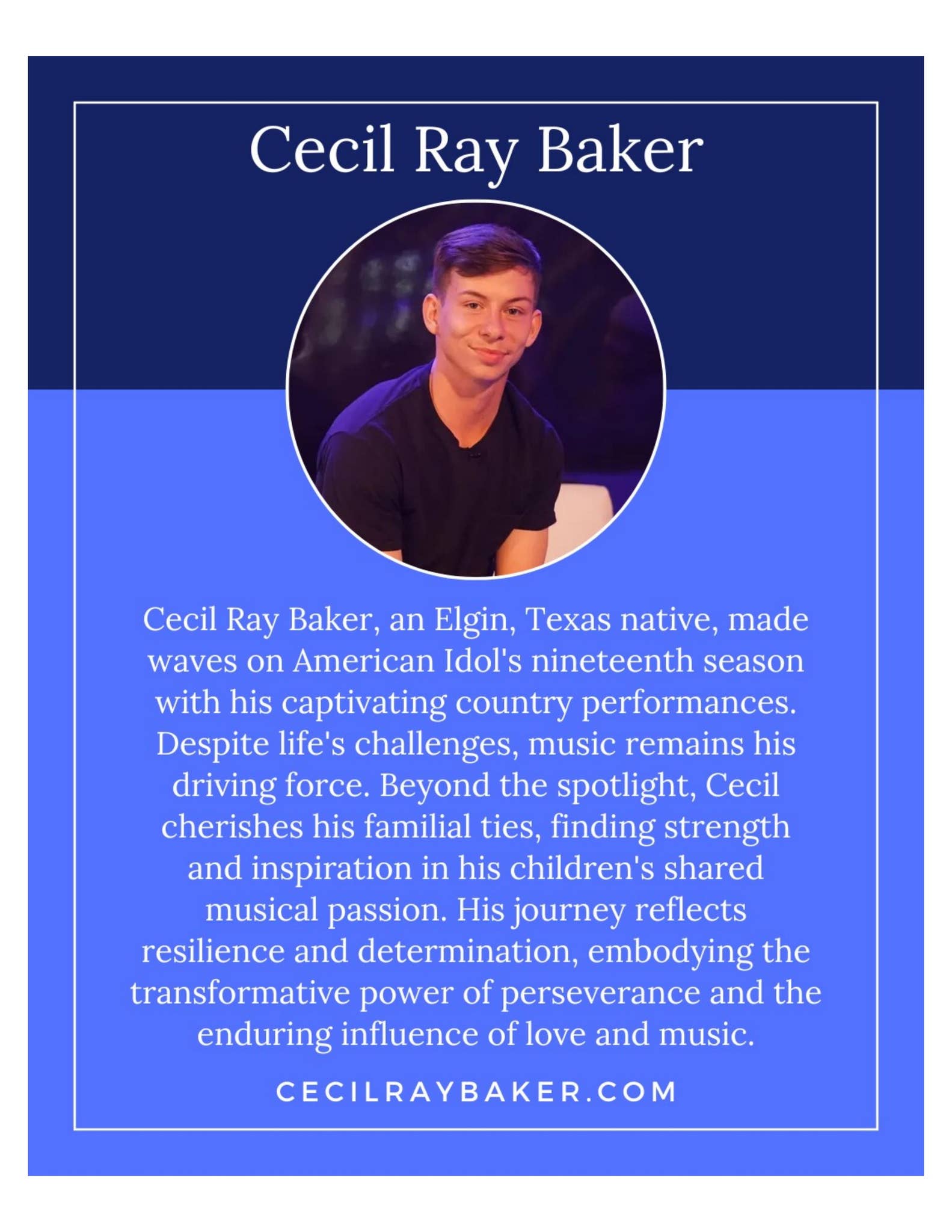 Cecil Ray Baker Bio Card by Cecil Ray Baker - Issuu