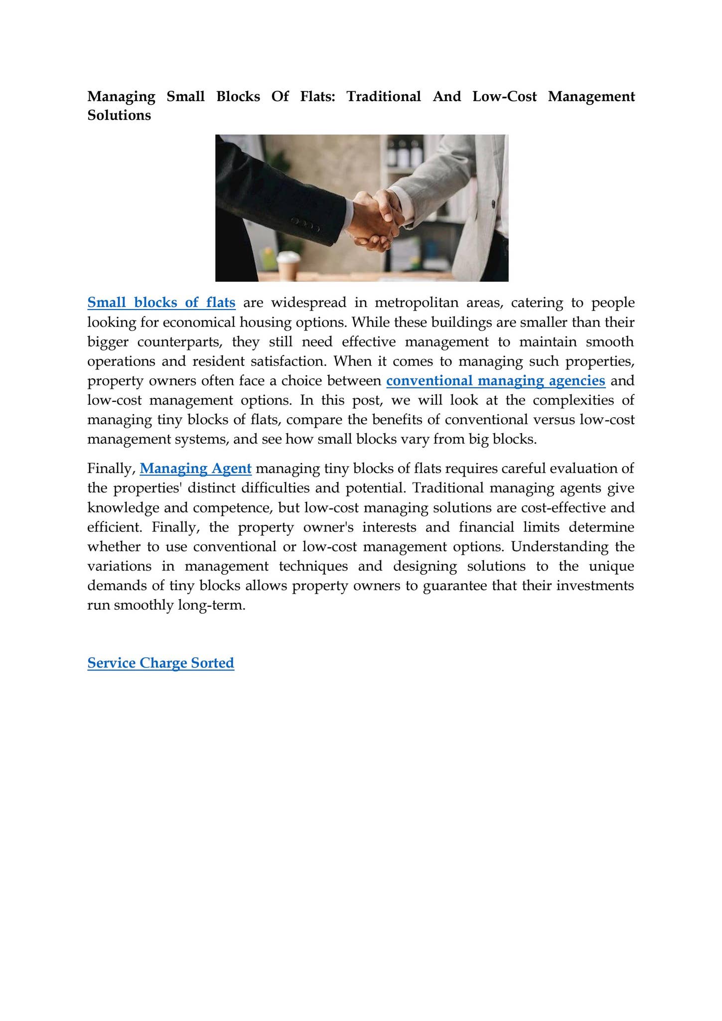 Managing Small Blocks Of Flats: Traditional And Low-Cost Management ...