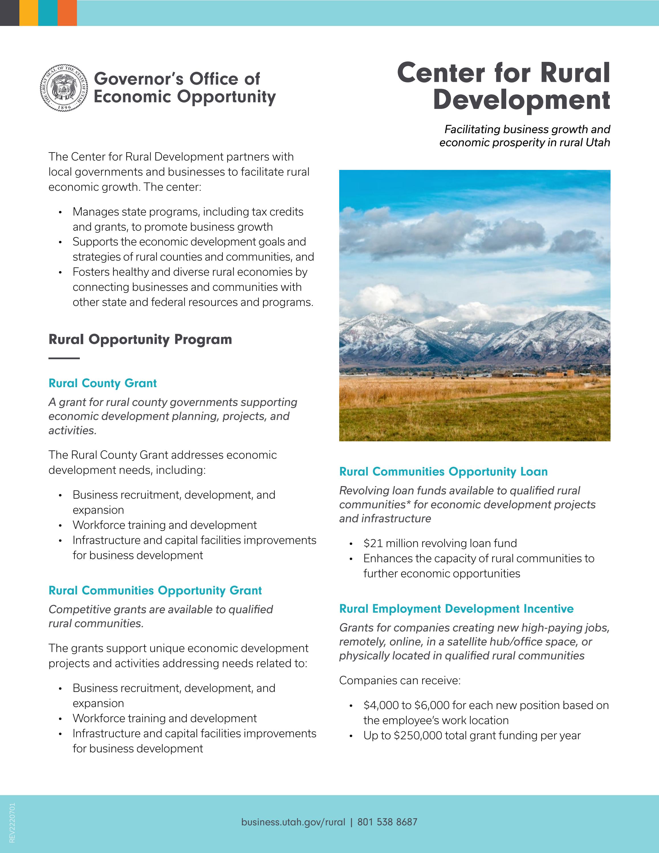 Center for Rural Development (CRD) by Utah Governor's Office of ...