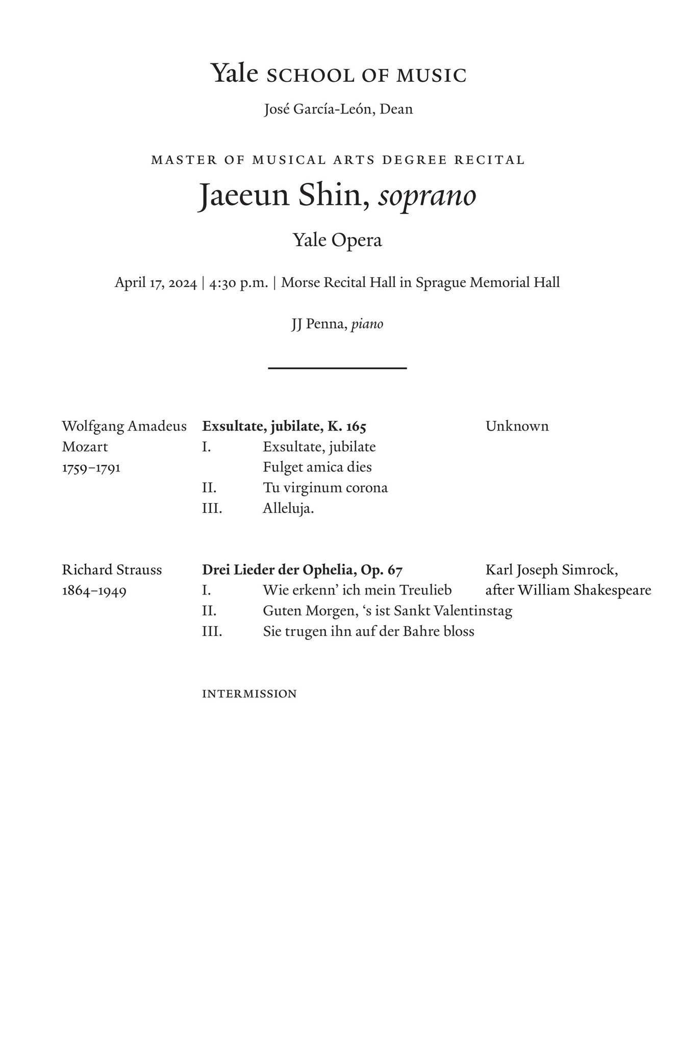 Jaeeun Shin, soprano, April 17, 2024 by Yale School of Music - Issuu