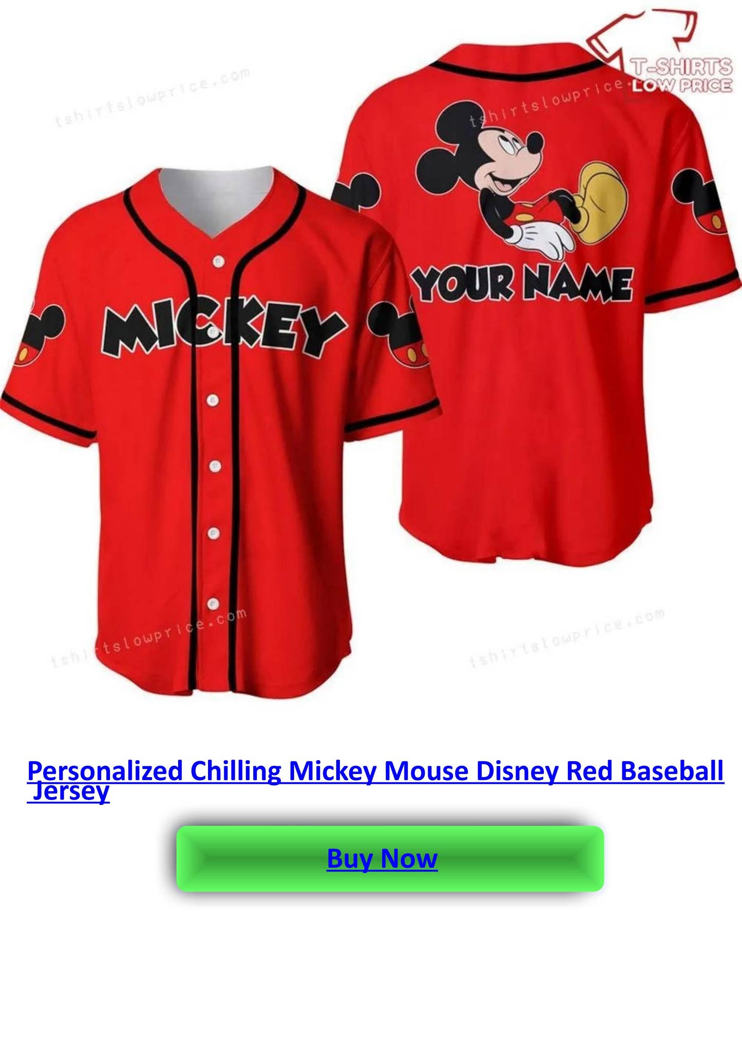 Personalized Chilling Mickey Mouse Disney Red Baseball Jersey by ...