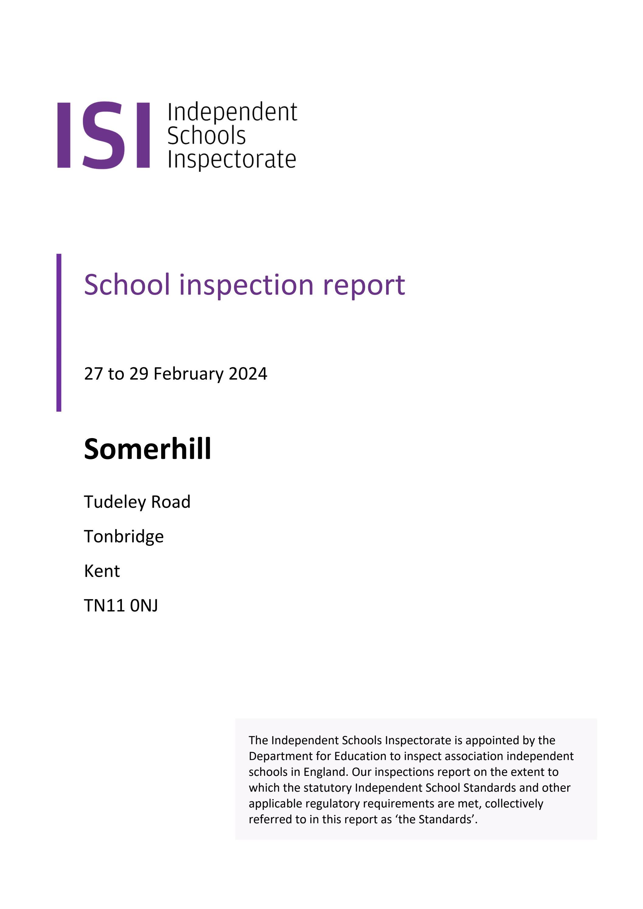somerhill School Inspection Report, February 2024 by cbox-somerhill - Issuu