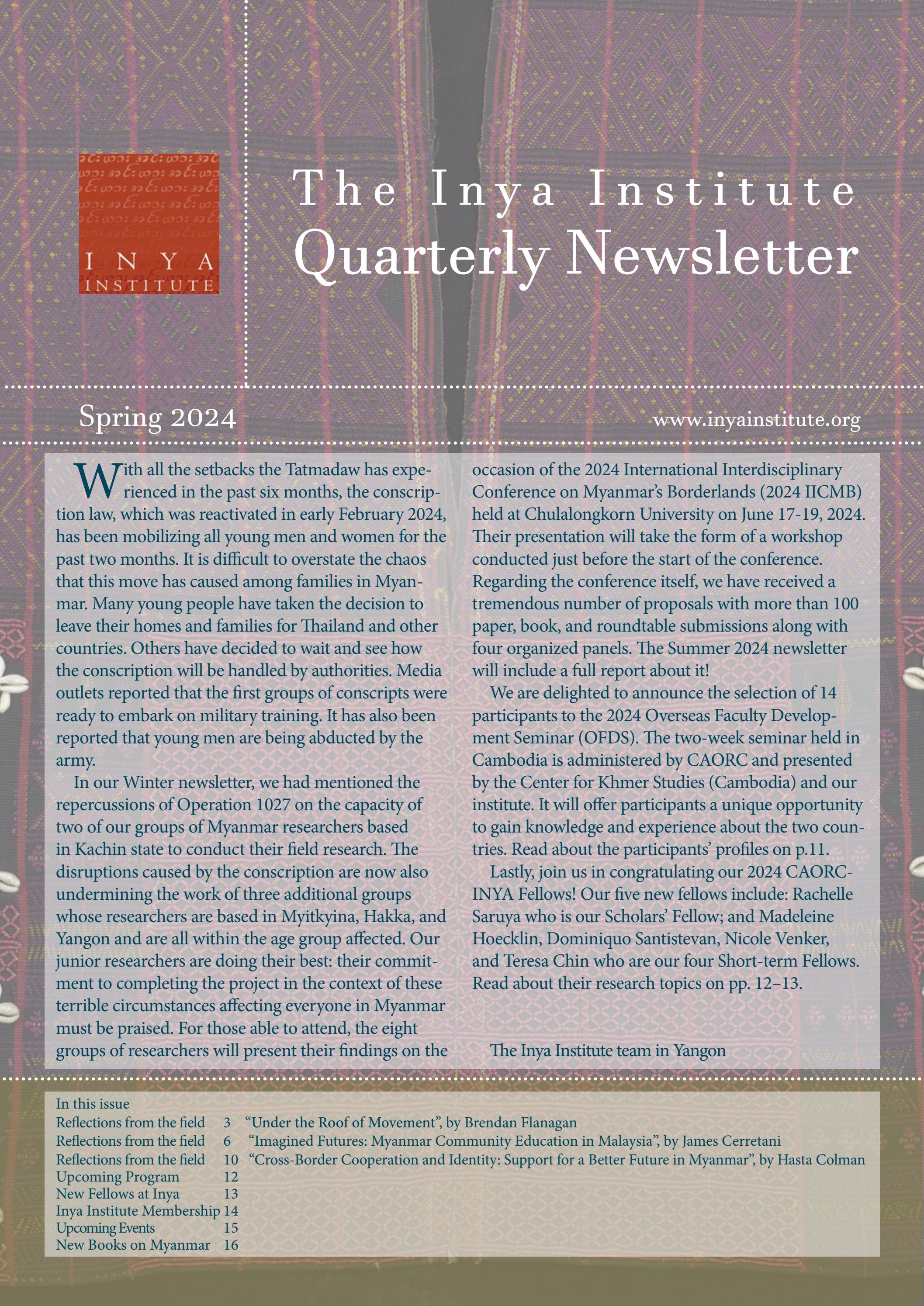 Inya Institute 2024 Spring Newsletter by inyainstitute - Issuu