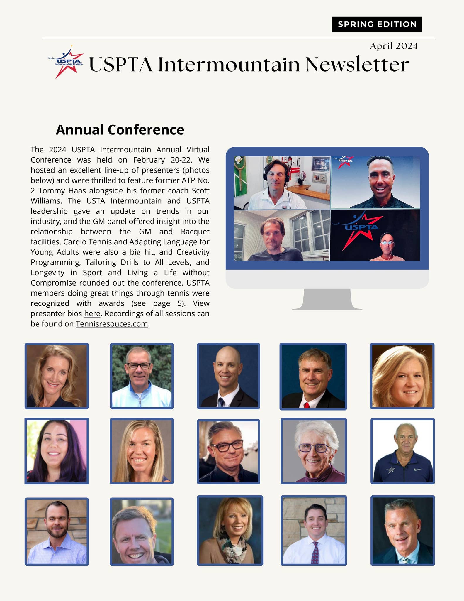 USPTA Intermountain Newsletter Spring 2024 by RSPA - Issuu