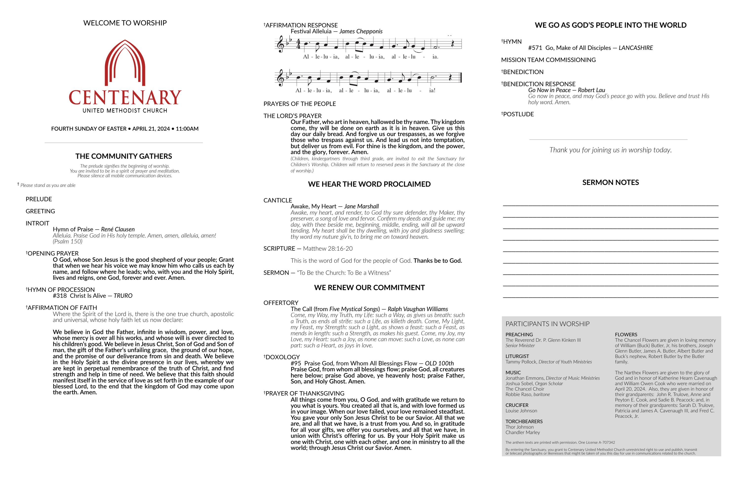 April 21, 2024 • 11am Worship by Centenary United Methodist Church - Issuu