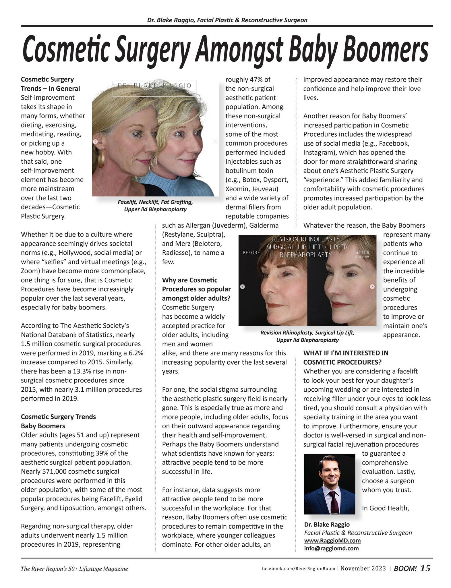 Cosmetic Surgery Amongst Baby Boomers-Dr. Raggio-BOOM! November 2023 by ...