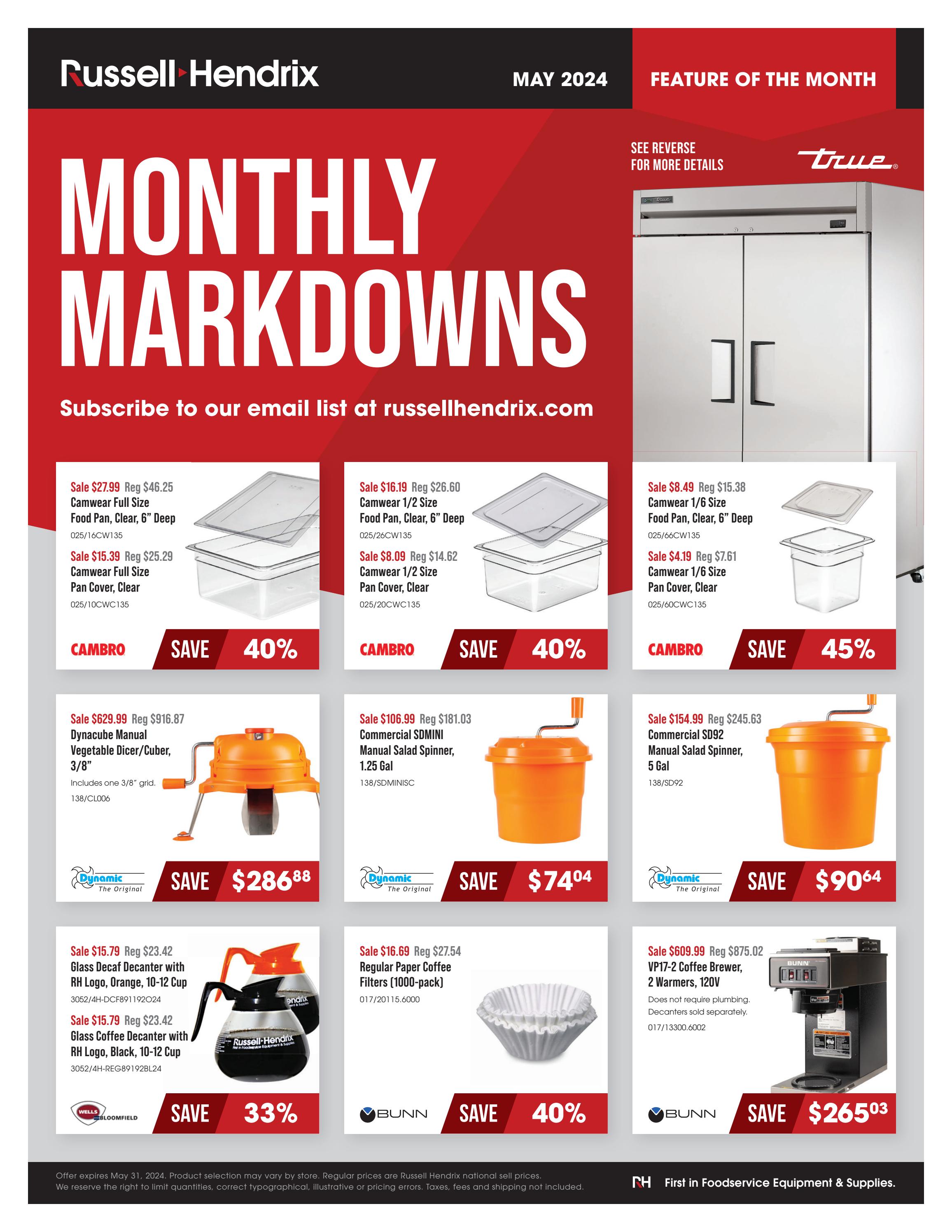 Monthly Markdowns- May 2024 by Russell Hendrix Foodservice Equipment ...