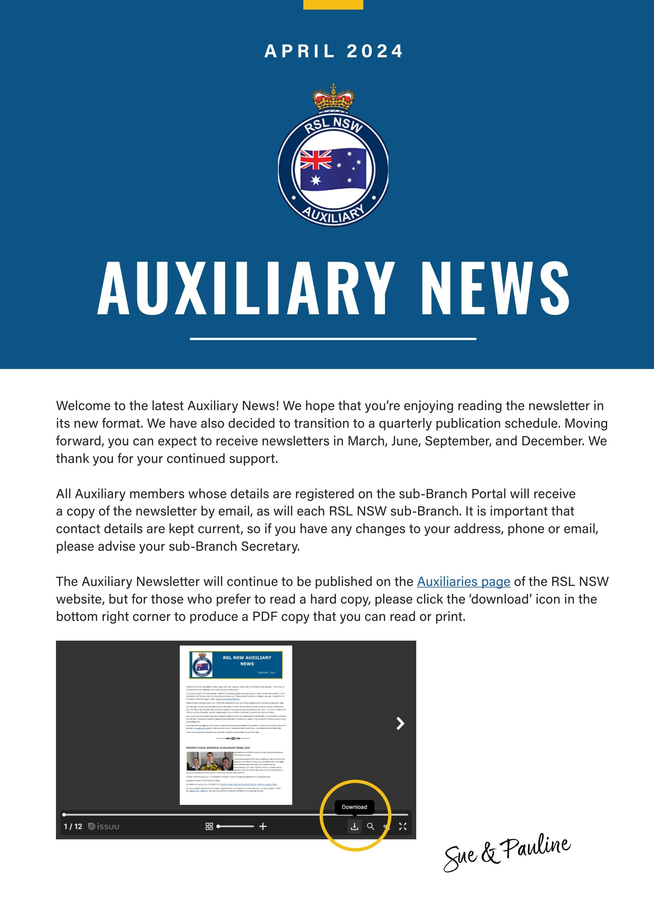 RSL NSW Auxiliary Newsletter - April 2024 by RSL NSW - Issuu