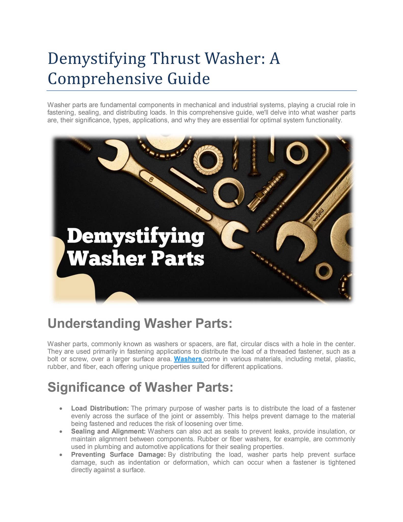 Demystifying Washer Parts: A Comprehensive Guide by tricomponentproduct ...