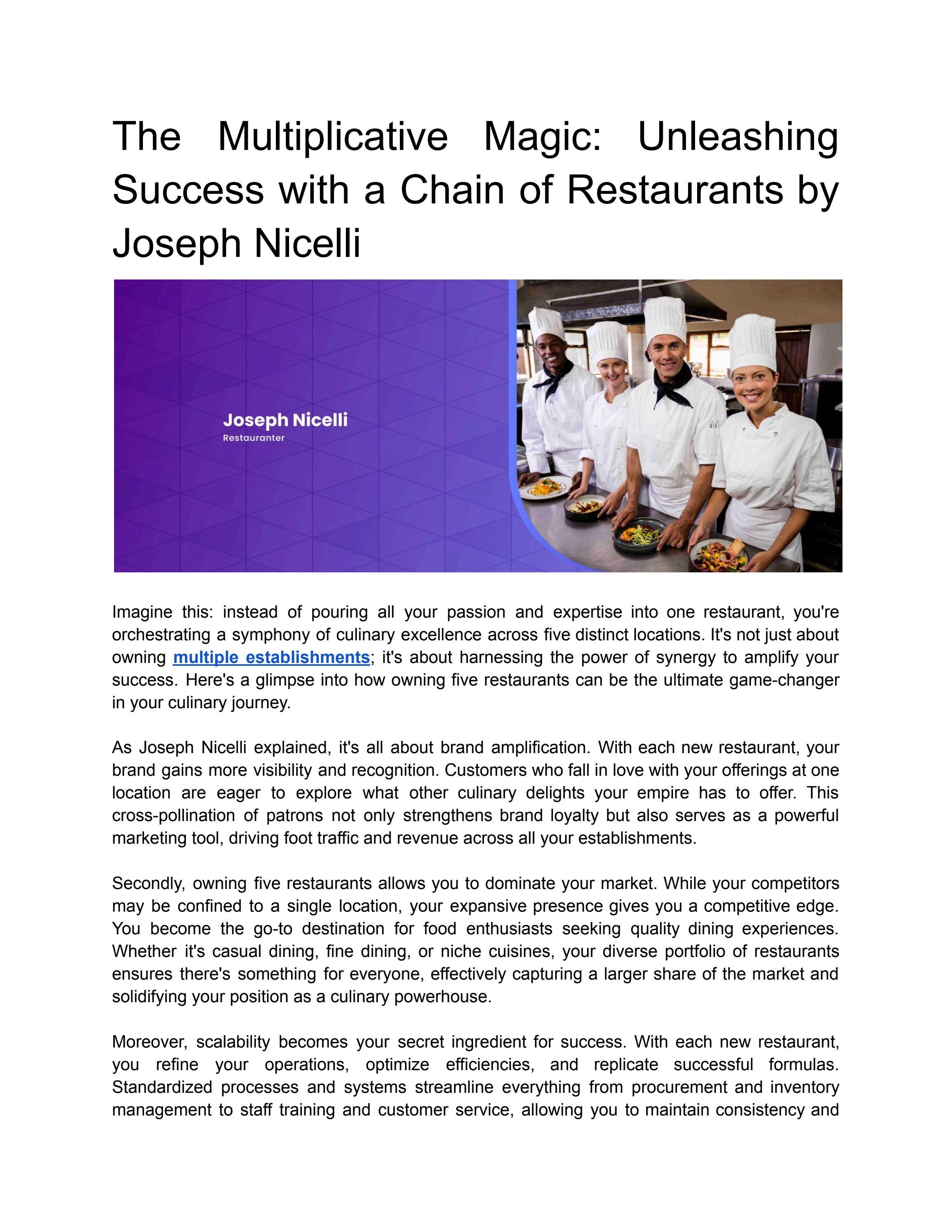 The Multiplicative Magic: Unleashing Success with a Chain of ...