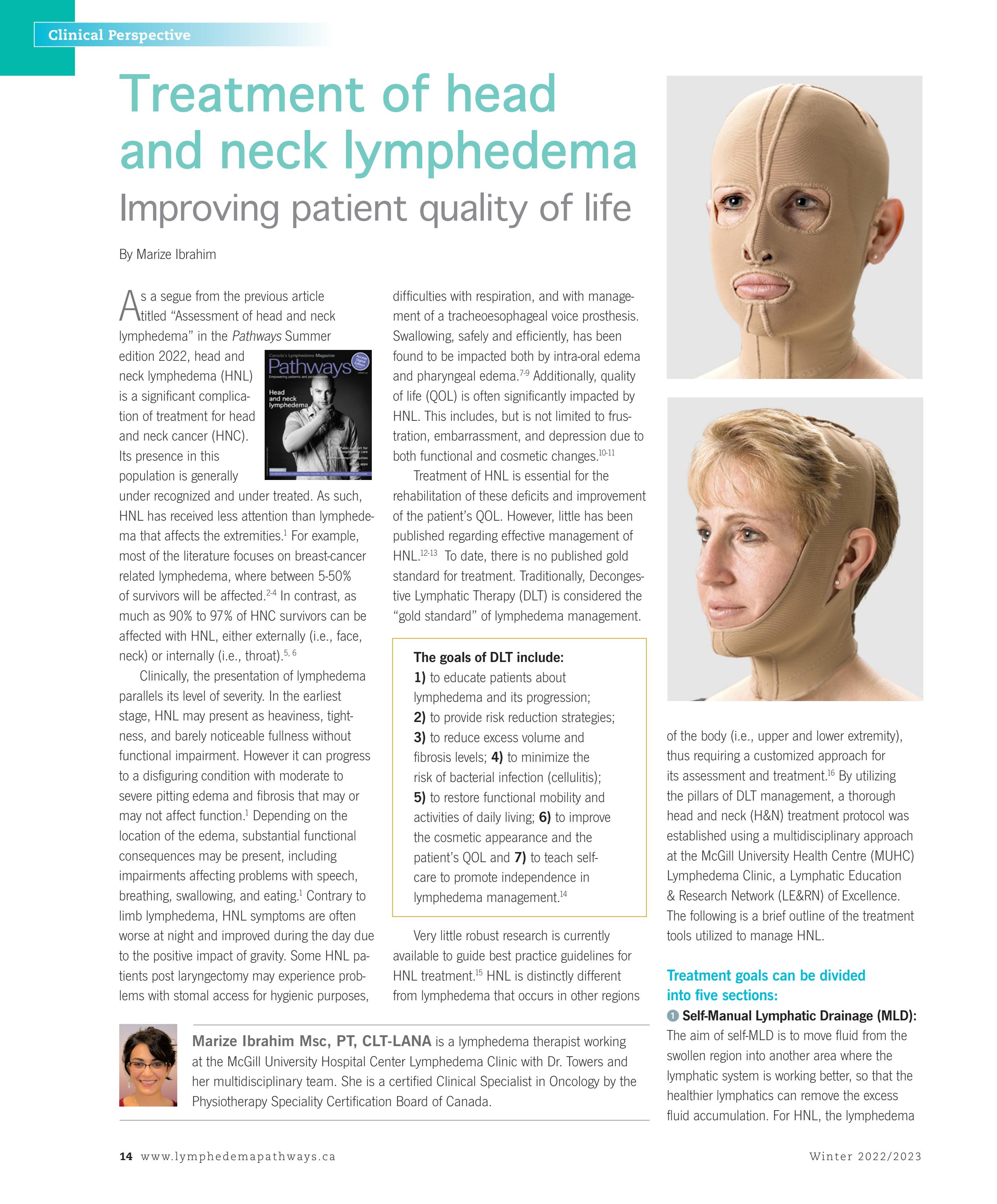 Treatment of head and neck lymphedema. Improving patient quality of life. M, Ibrahim. by ...