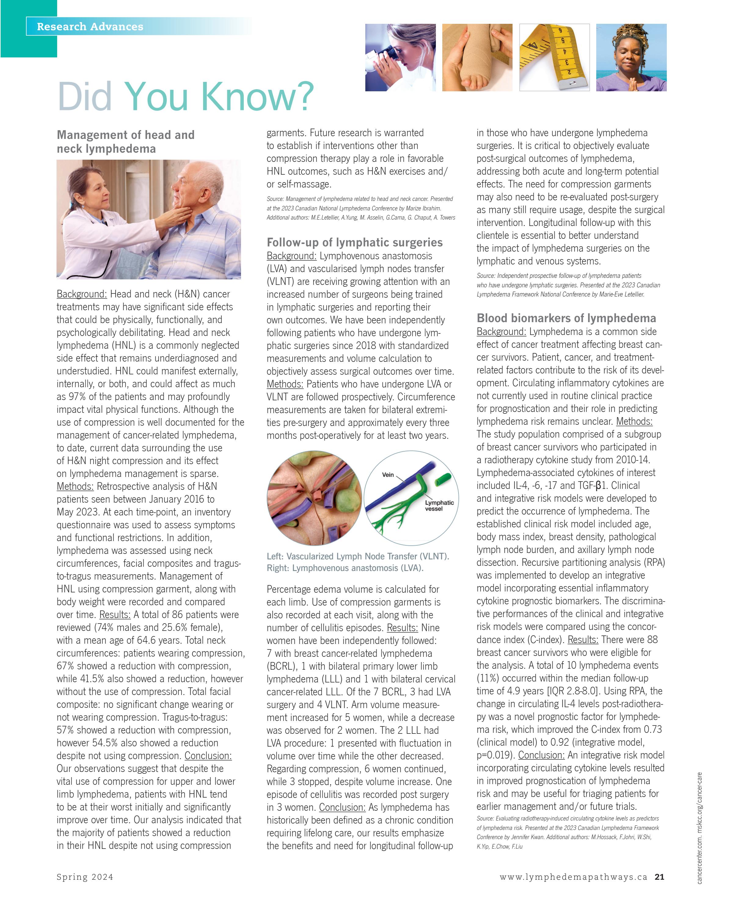 Did You Know? Management of head and neck lymphedema. by Canadian Lymphedema Framework - Issuu