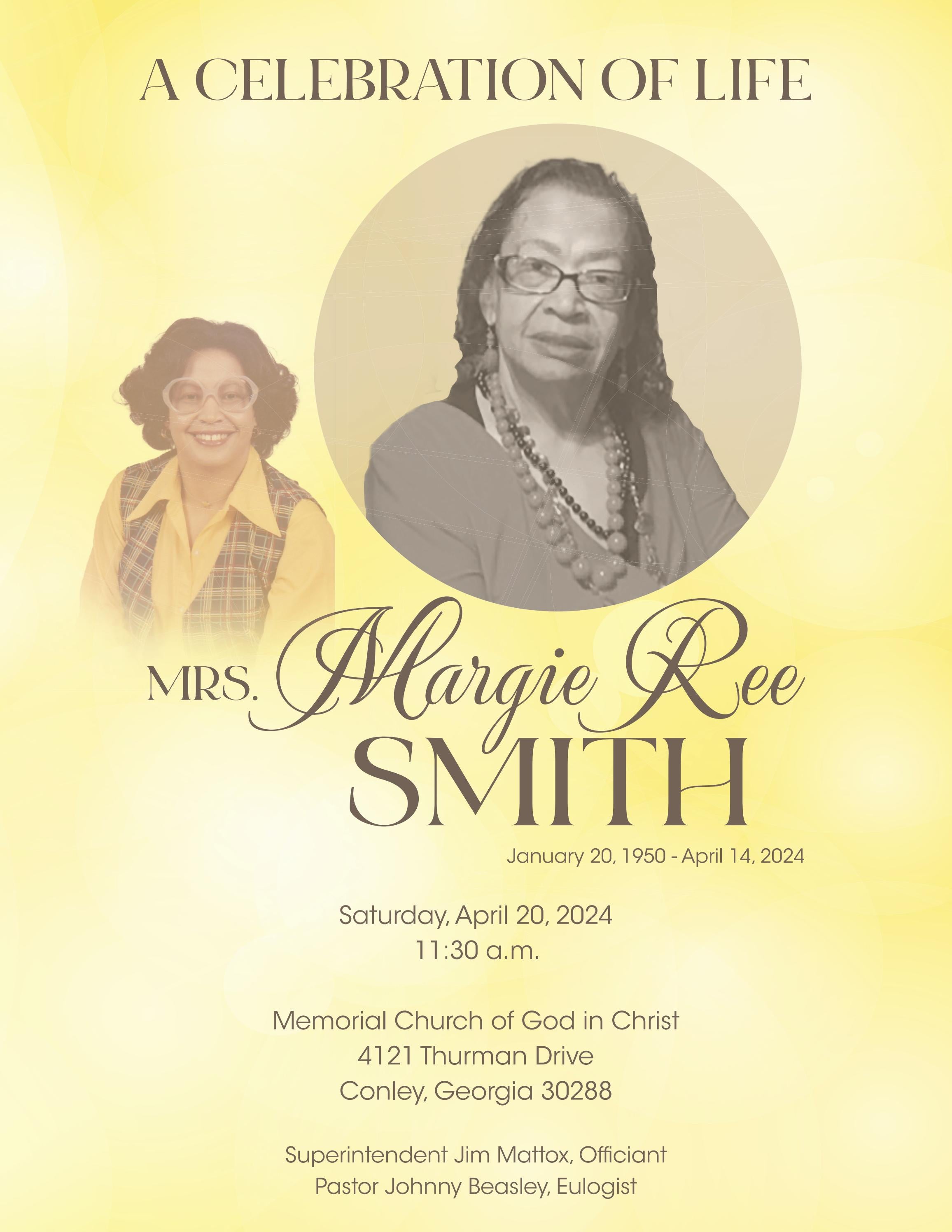 A Celebration of Life for Mrs. Margie Ree Smith by Papered Wonders, Inc ...