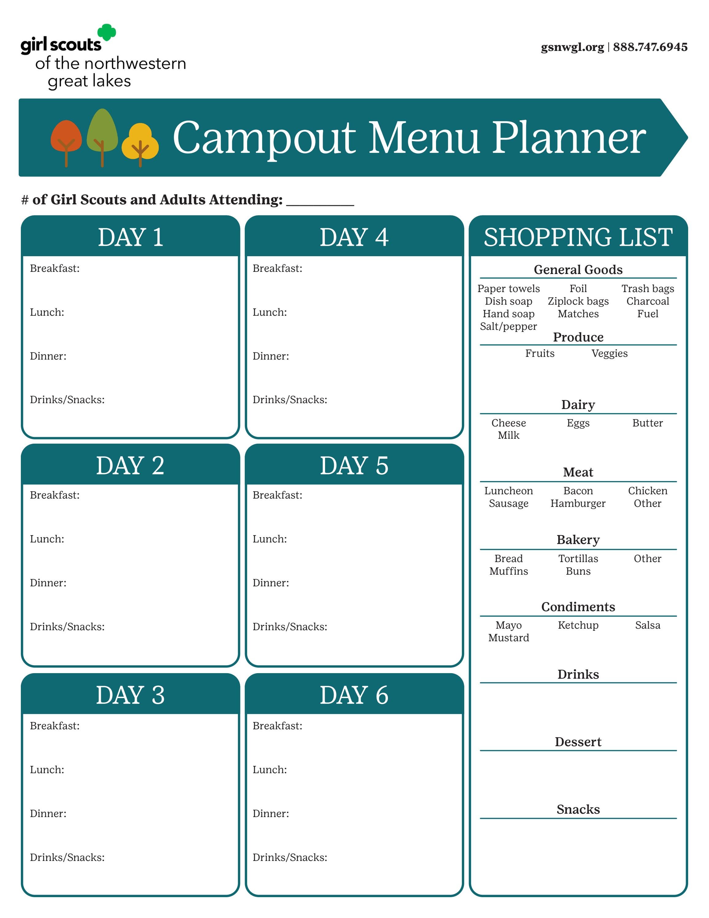 Troop Campout Planner by Girl Scouts of the Northwestern Great Lakes ...
