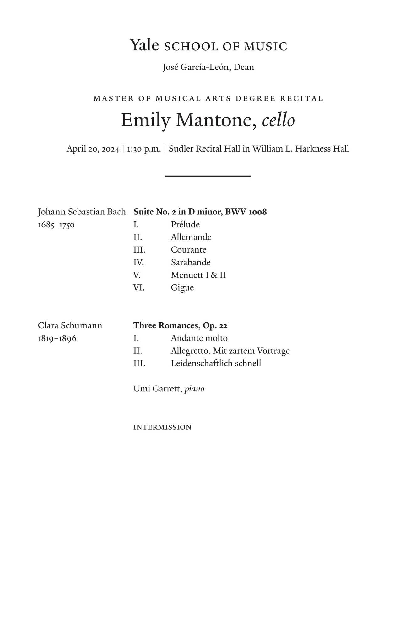 Emily Mantone, cello, April 20, 2024 by Yale School of Music - Issuu