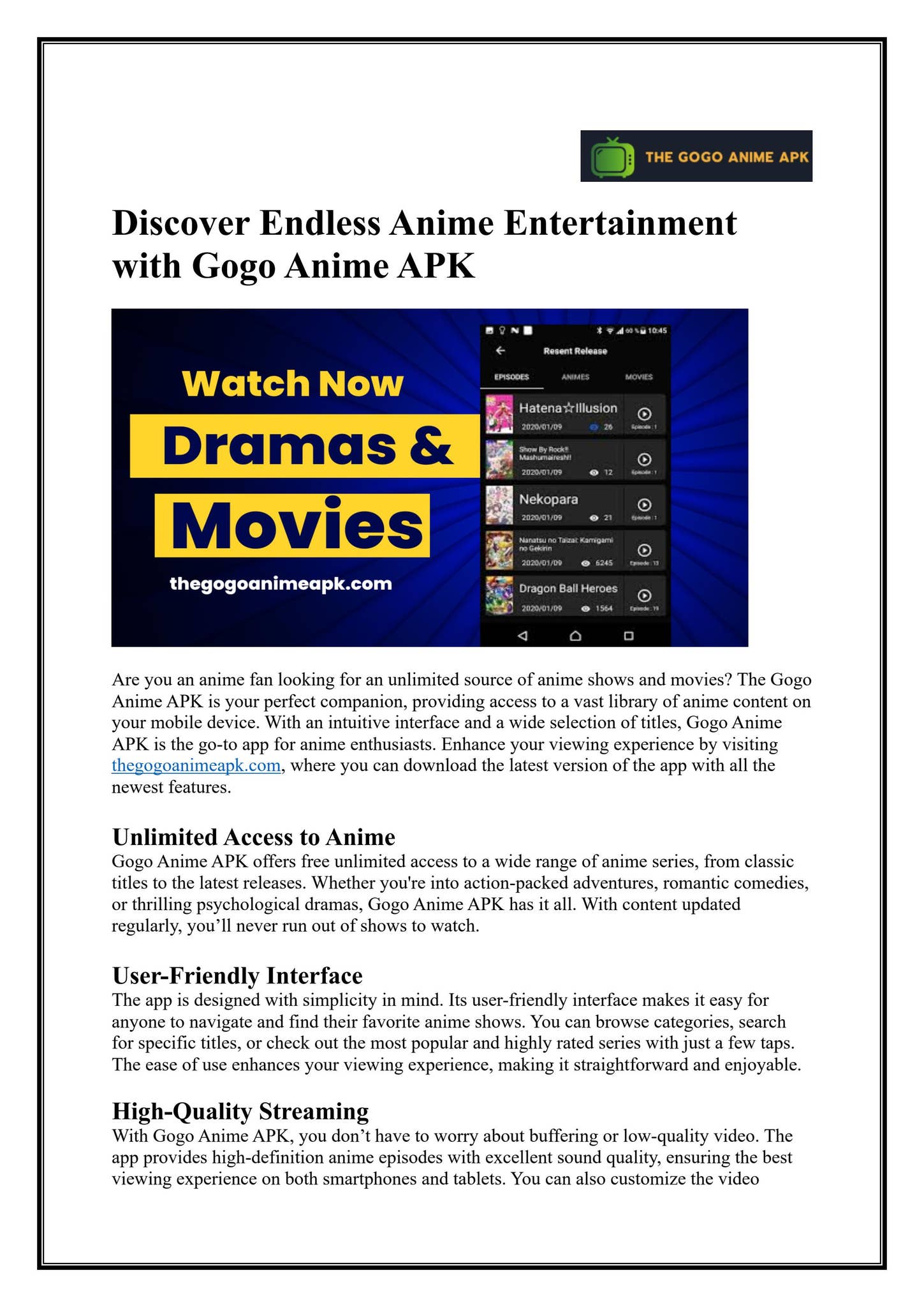 Discover Endless Anime Entertainment with Gogo Anime APK by Lyracibbsa ...