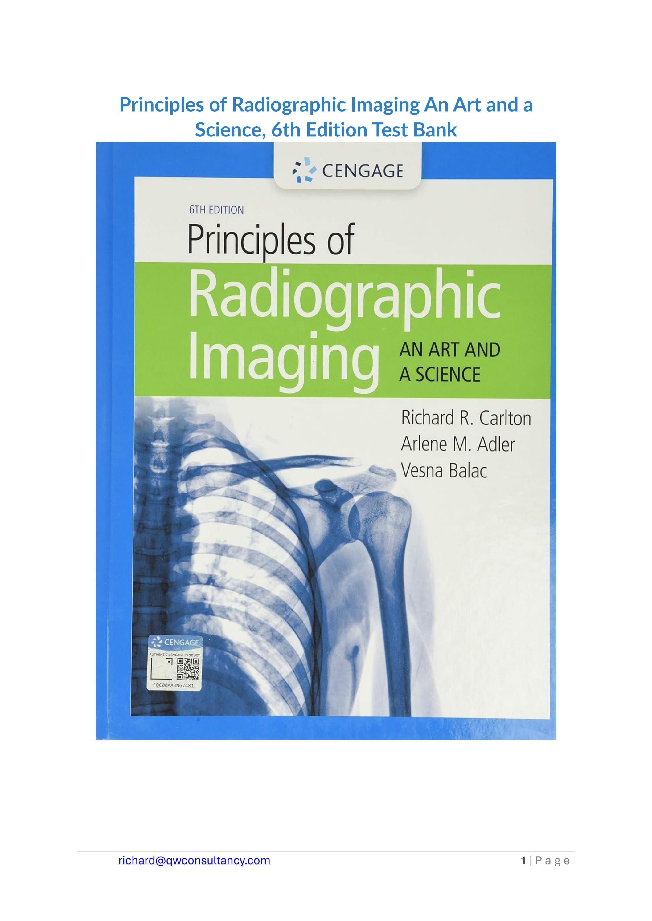 Principles of Radiographic Imaging An Art and a Science, 6th Edition ...