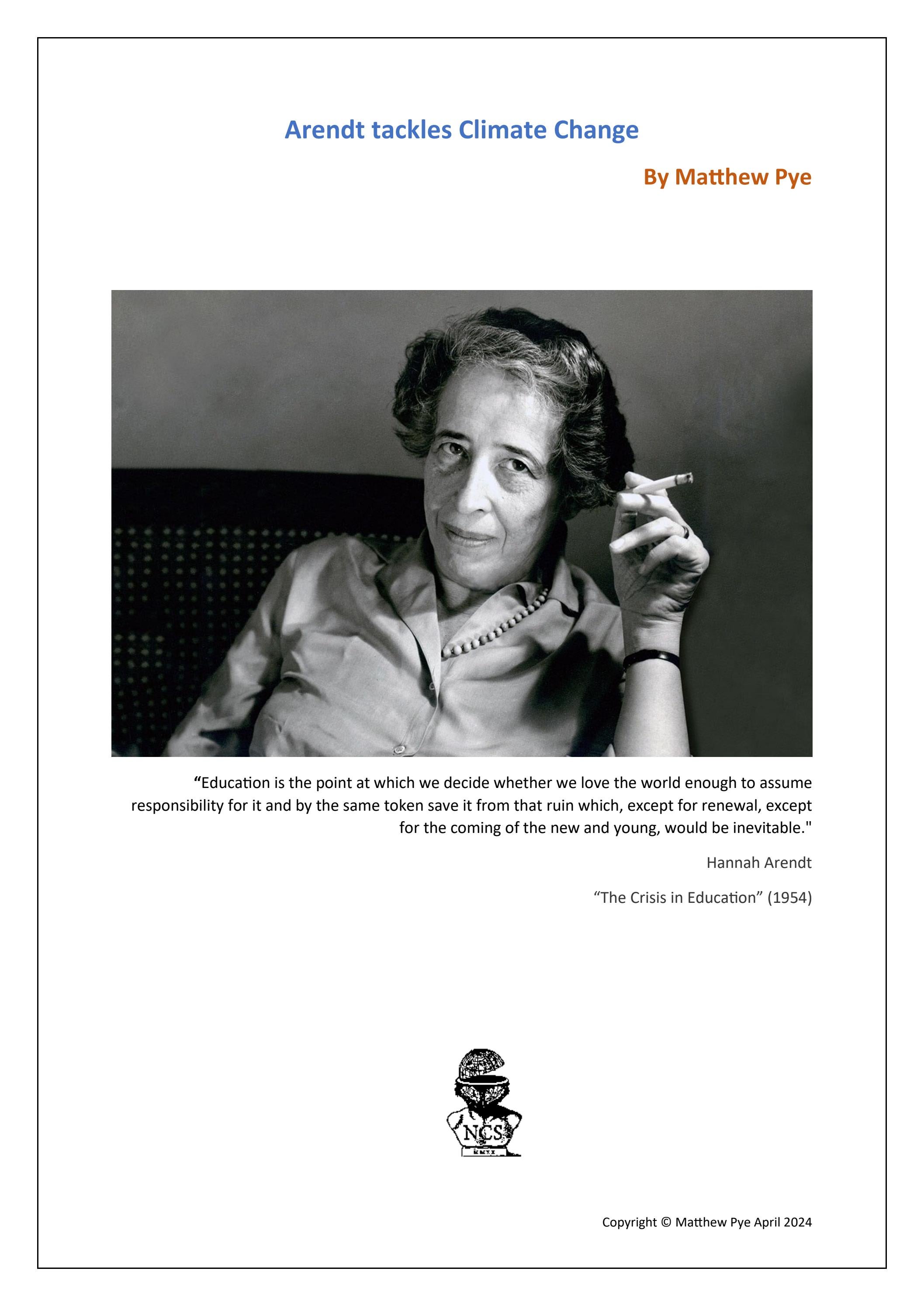 Arendt Tackles Climate Change by Matthew Pye - Issuu