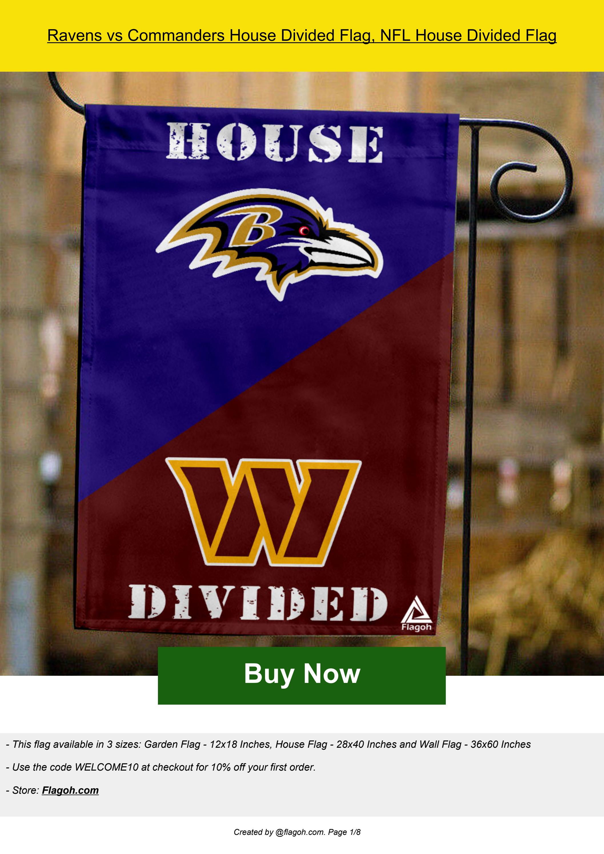 Ravens vs Commanders House Divided Flag, NFL House Divided Flag by ...