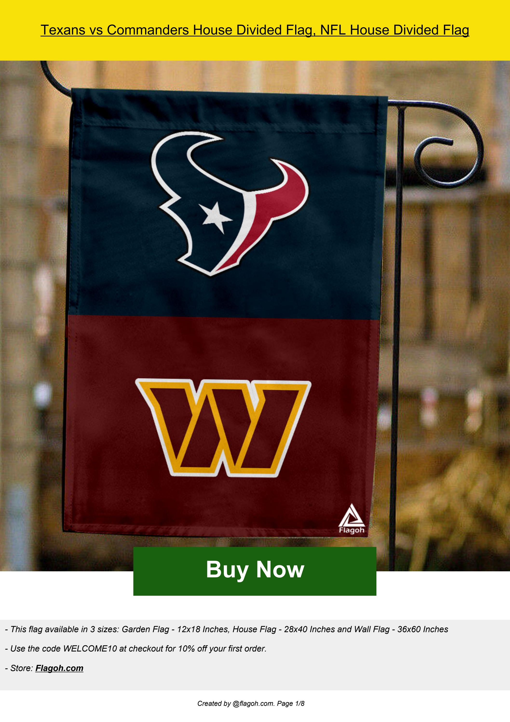 Texans vs Commanders House Divided Flag, NFL House Divided Flag by ...